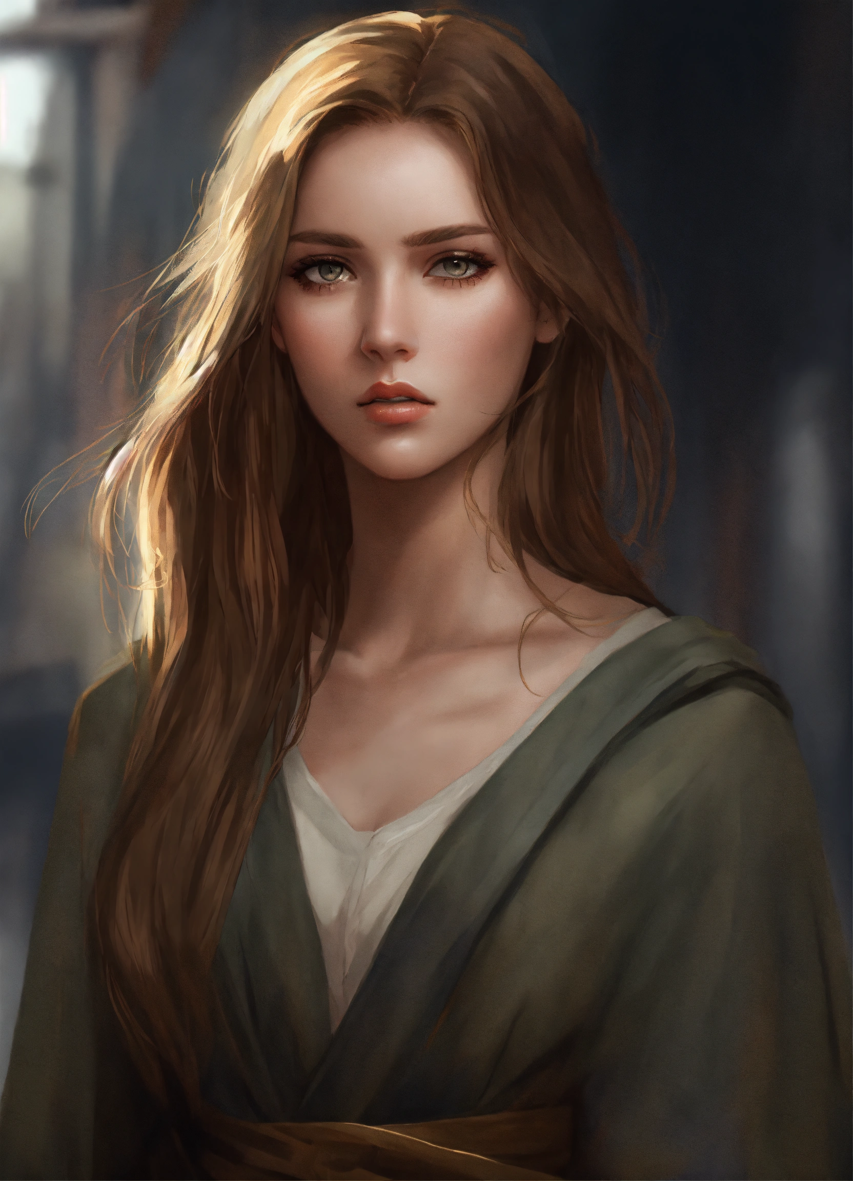 Lexica - Draw portrait full body a woman with straight light brown ...