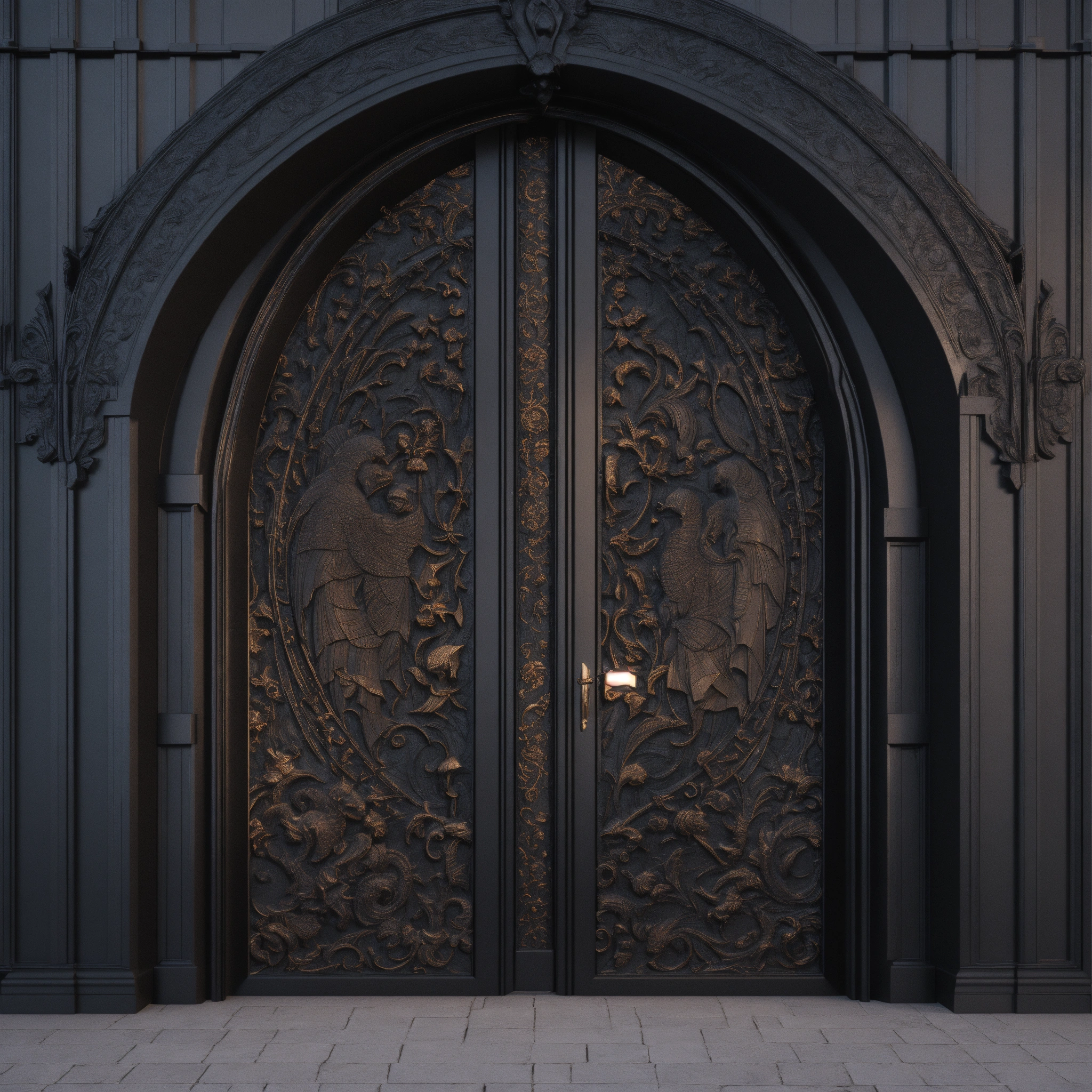 Lexica - 3D double castle doors black obsidian engraved with vampires ...