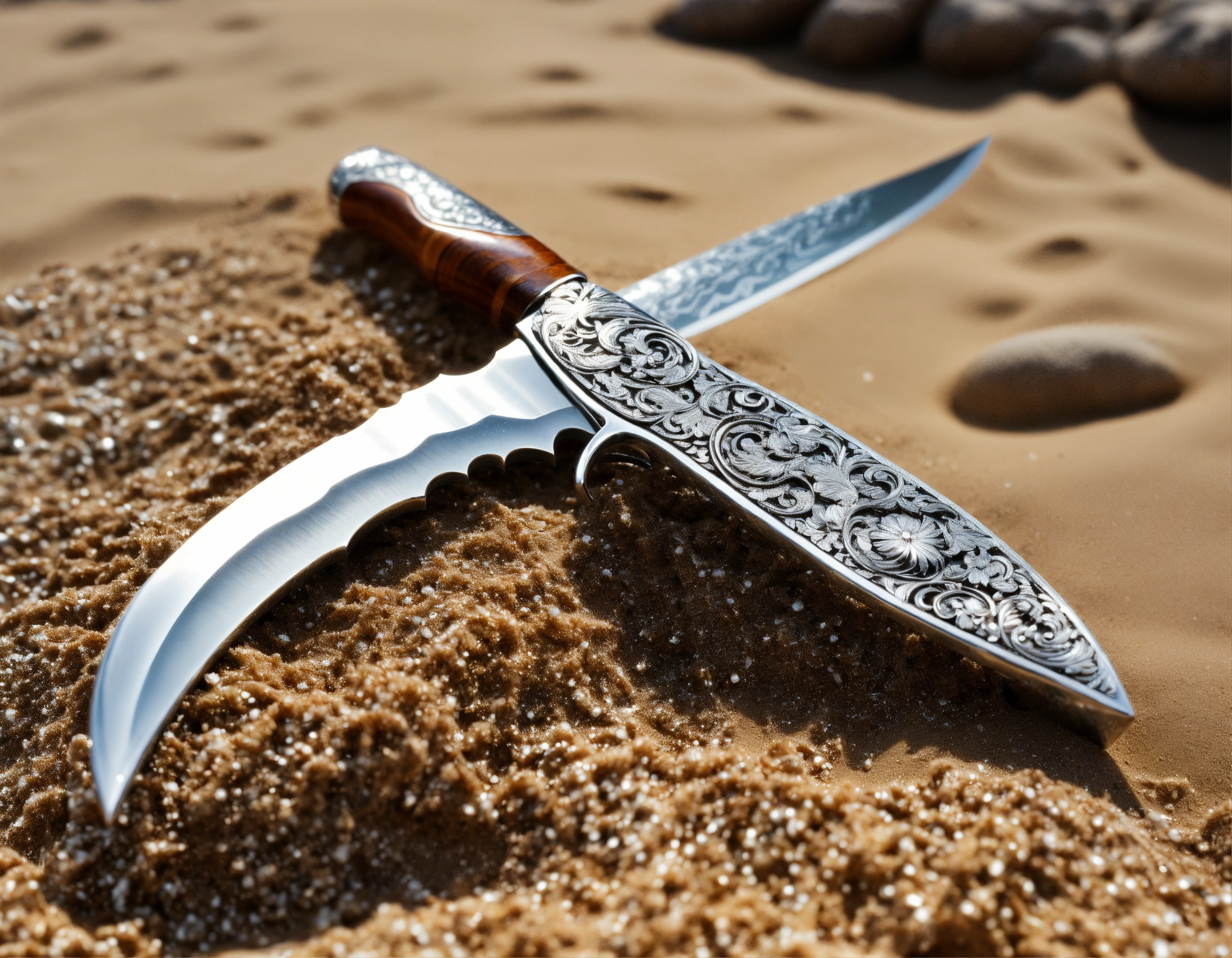 Lexica - 8k, picture of a narrow and delicate wavy hunting knife made ...