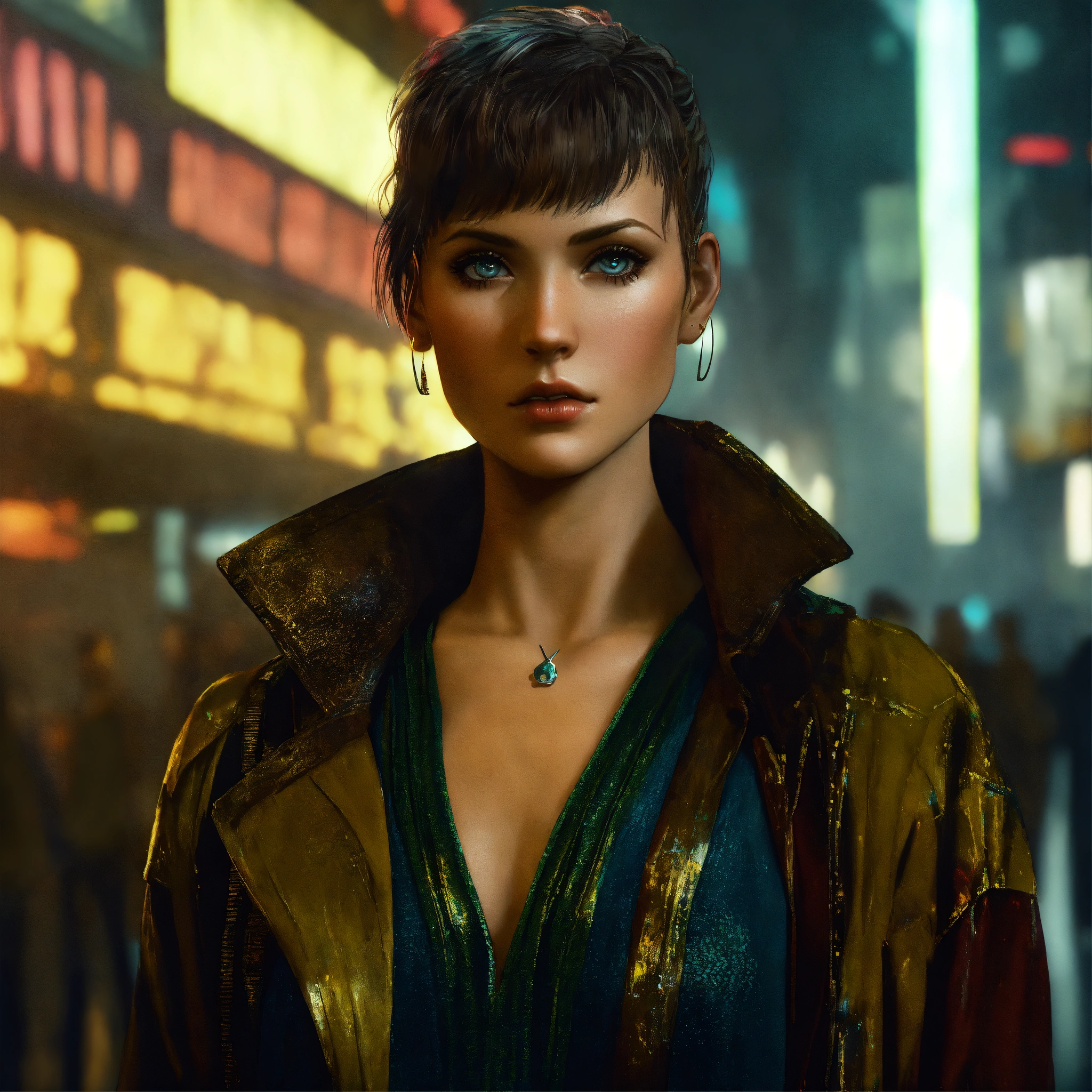 Lexica - A frontal, realistic, female avatar of Blade Runner