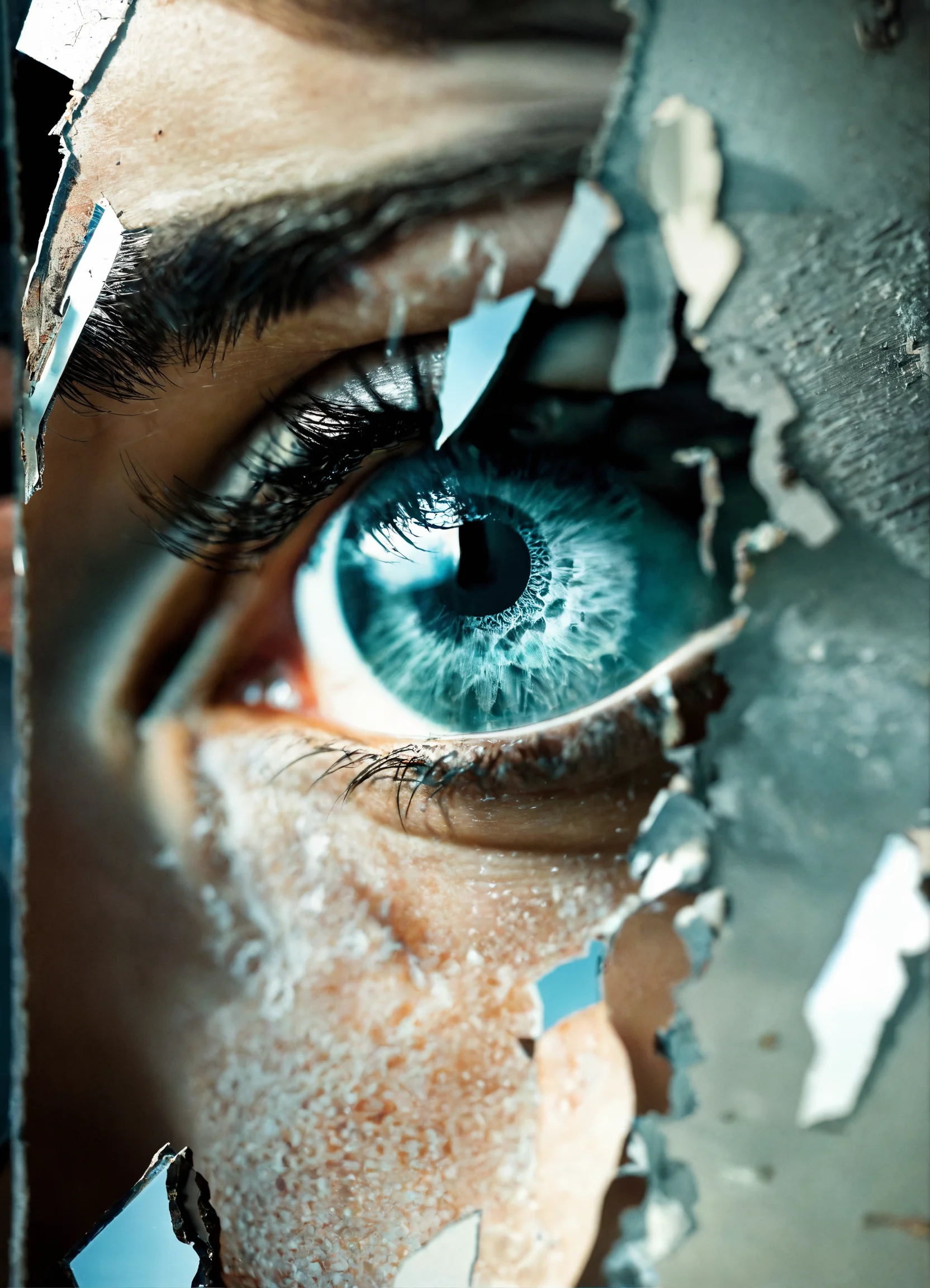 Lexica - Double Exposure photo, featuring eye, shattered mirror effect ...