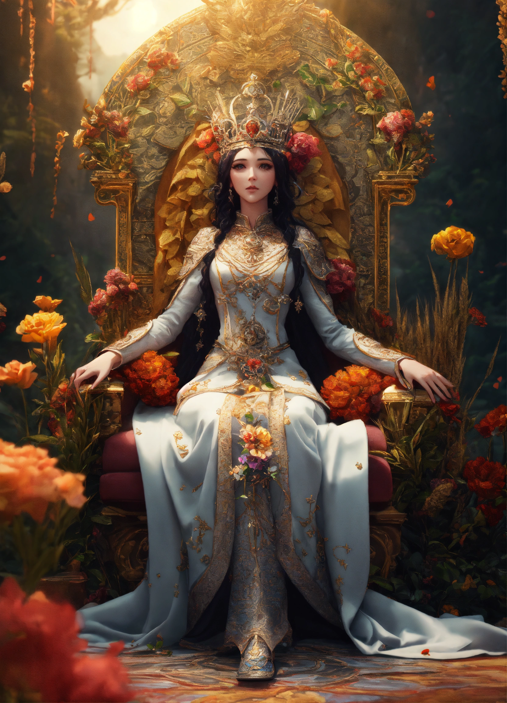 Lexica - Super detailed digital painting. An empress seated on a throne ...