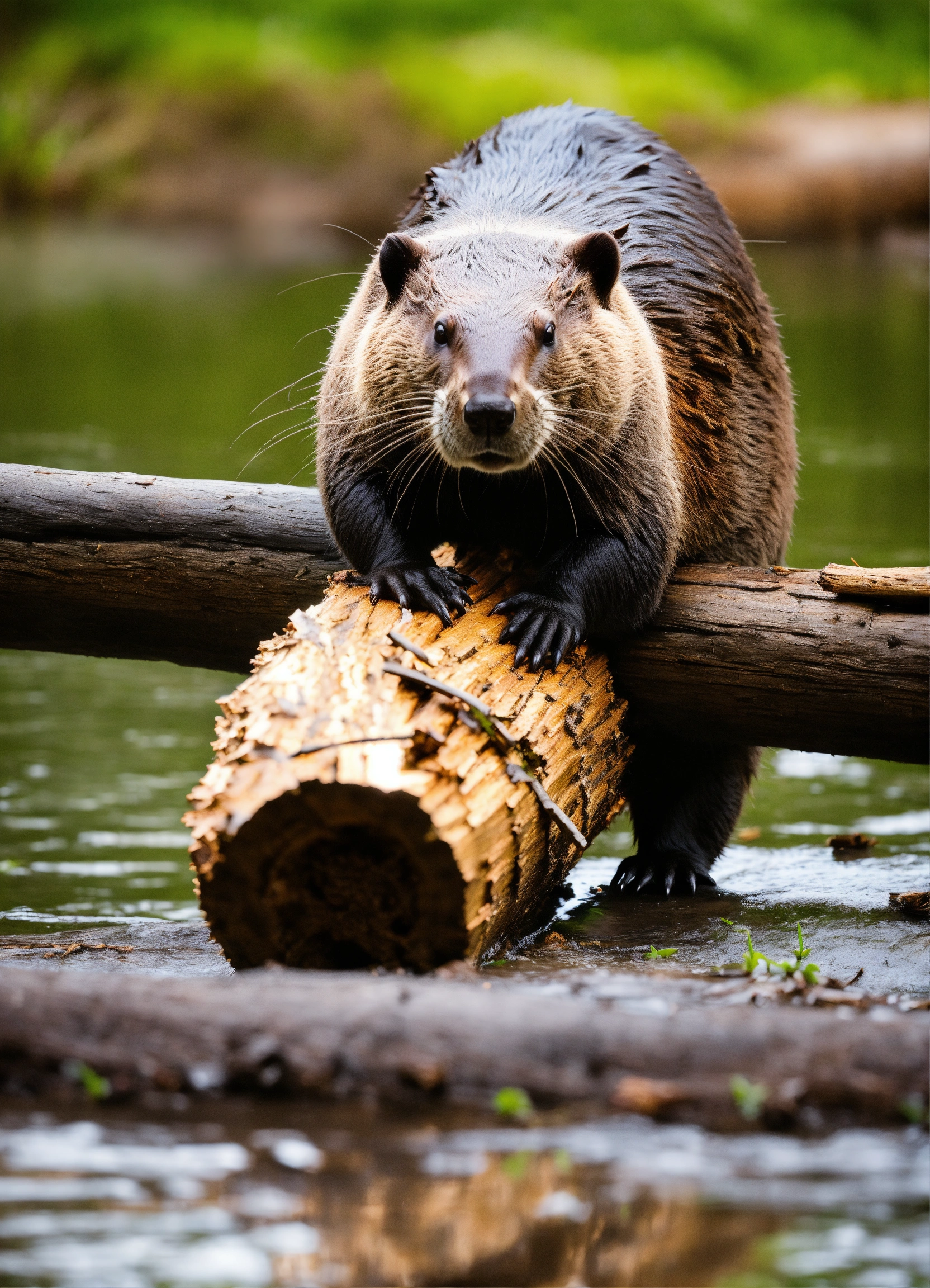 Lexica - A beaver carrying a long log