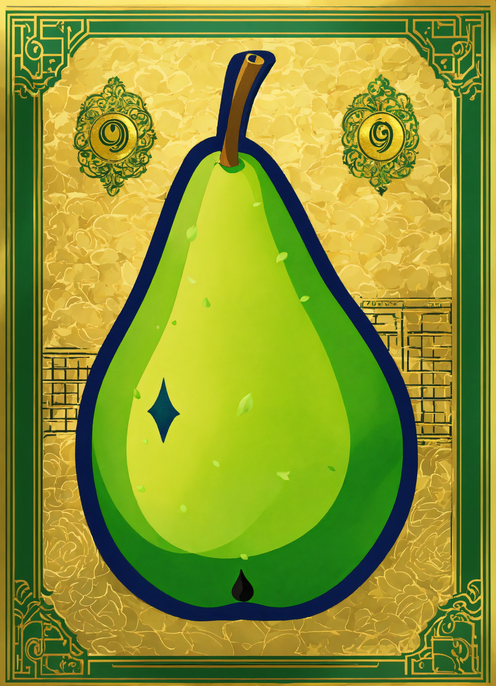 Lexica - A green pear, based on the card "la pera" of the mexican ...