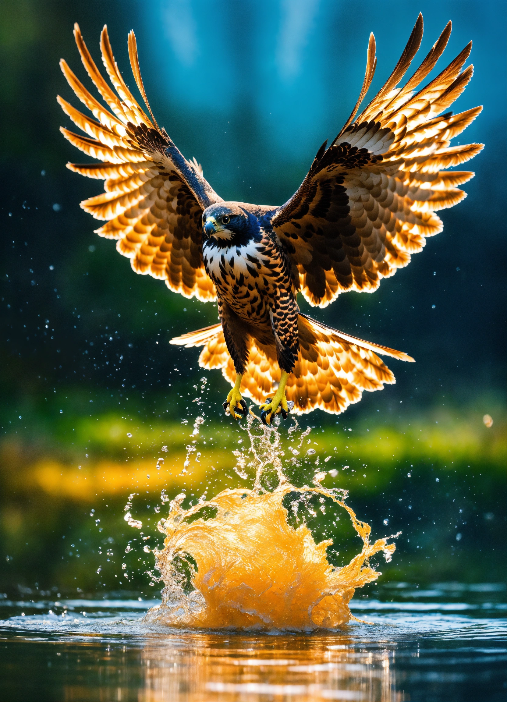 Lexica - Drop of water bounces above the water surface, transforming ...