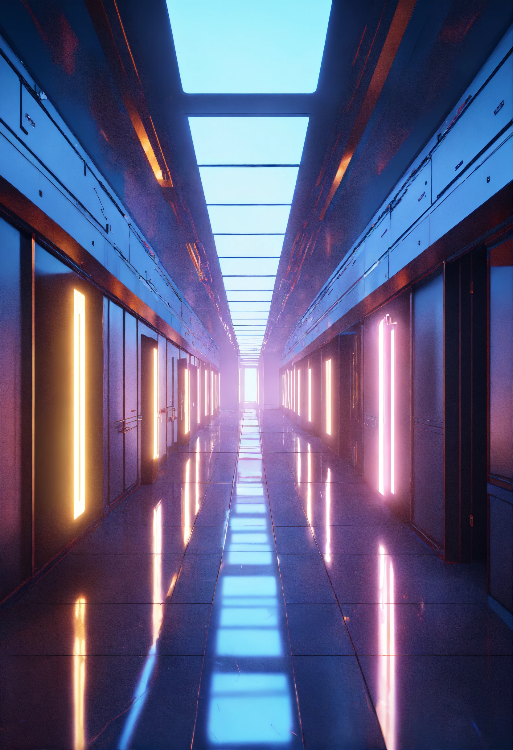 Lexica - Wide hallway of a building with shiny and elegant colors ...