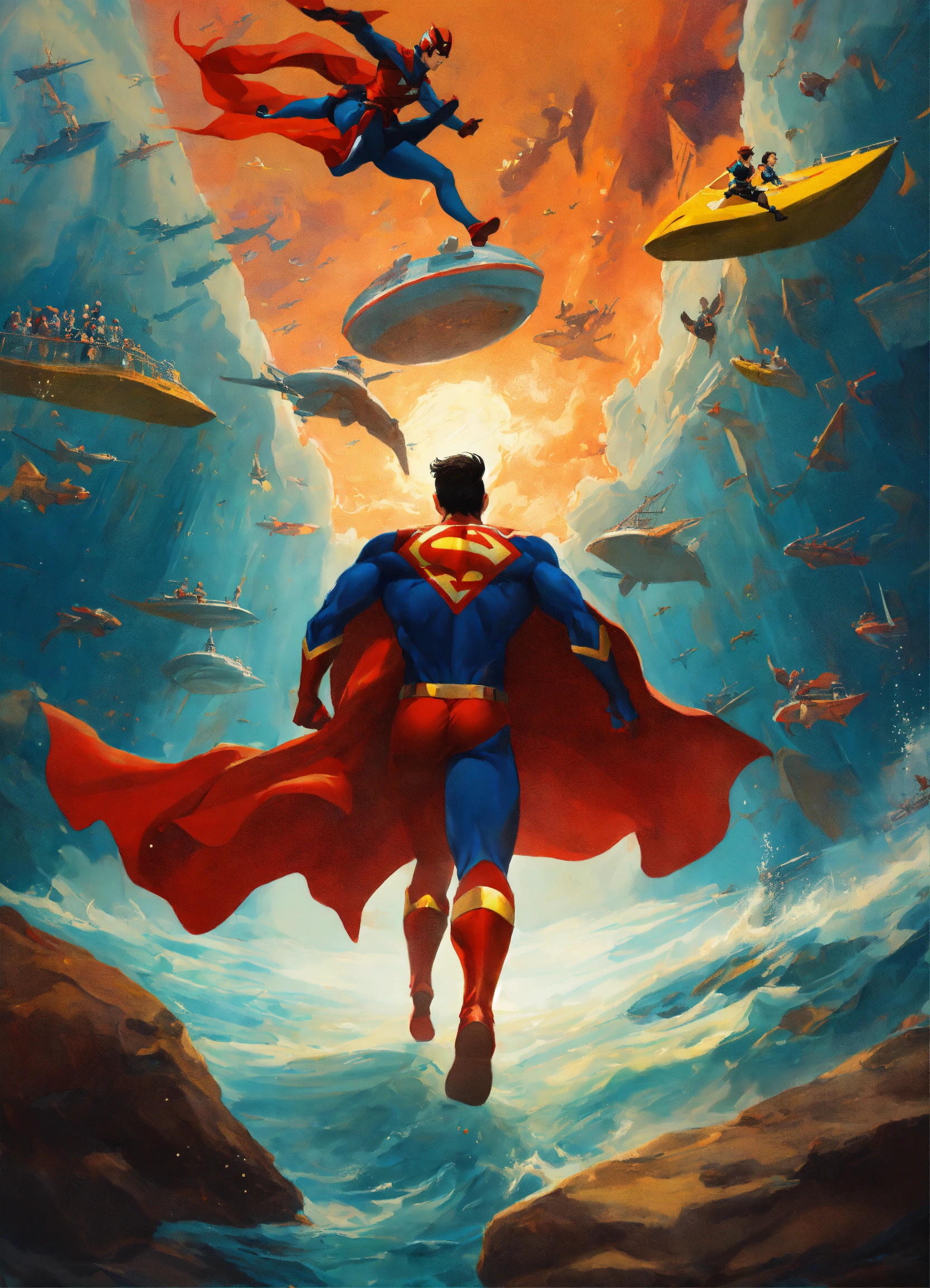 Lexica - A paintings coming to life in an art gallery, superheroes in ...