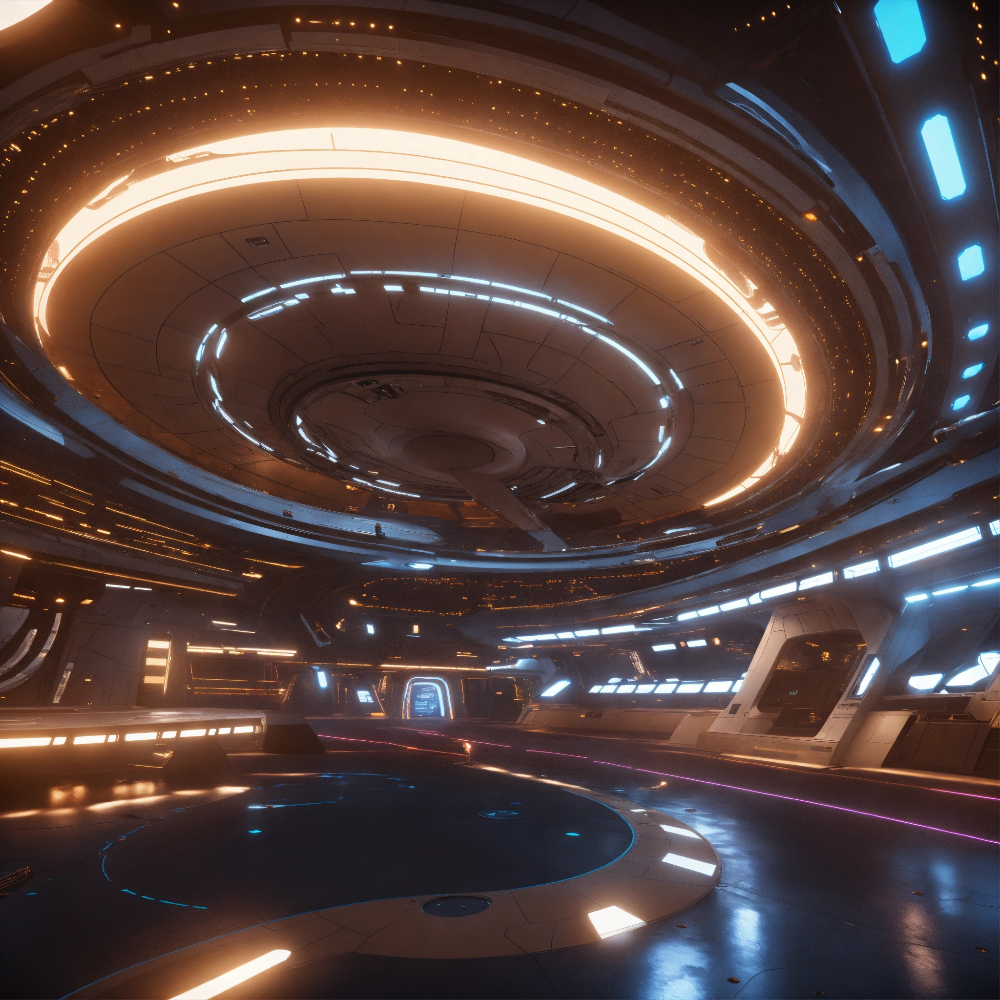 Lexica - Entering the docking bay of a huge disc shaped spaceport ...