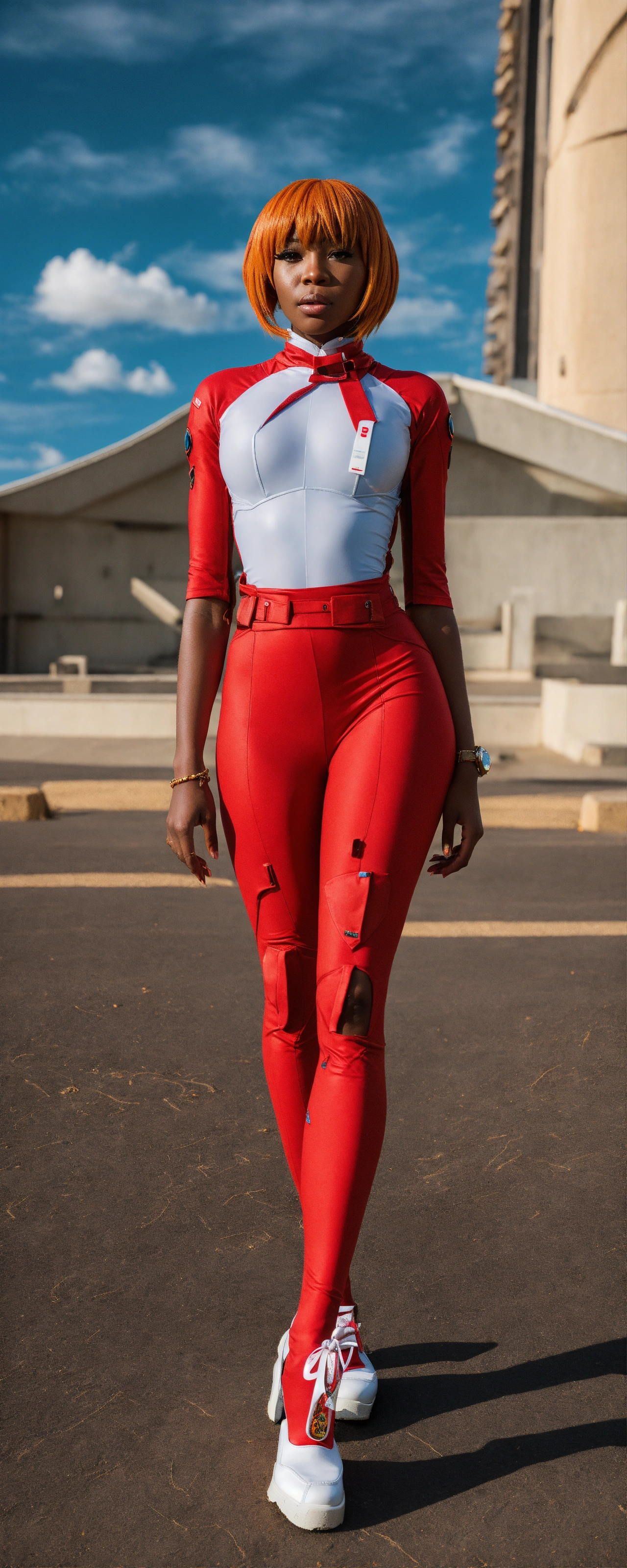 Lexica - Slim african woman cosplaying asuka langley