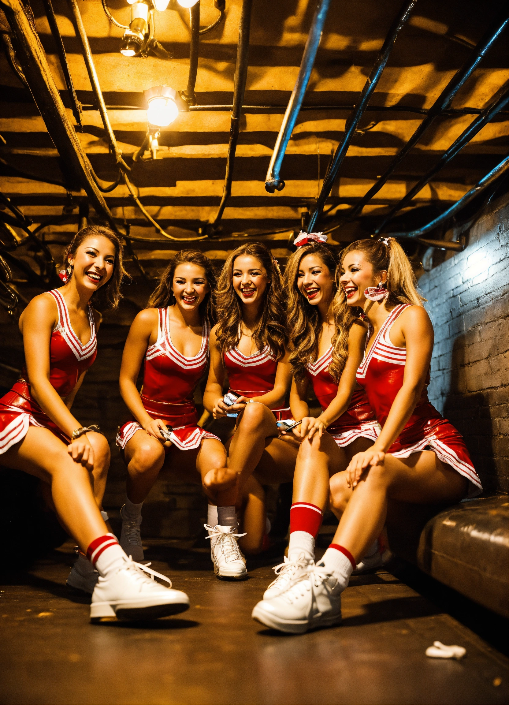 Lexica - Group of chic CHEERLEADERS, 19, female, SHINY leather, from a ...