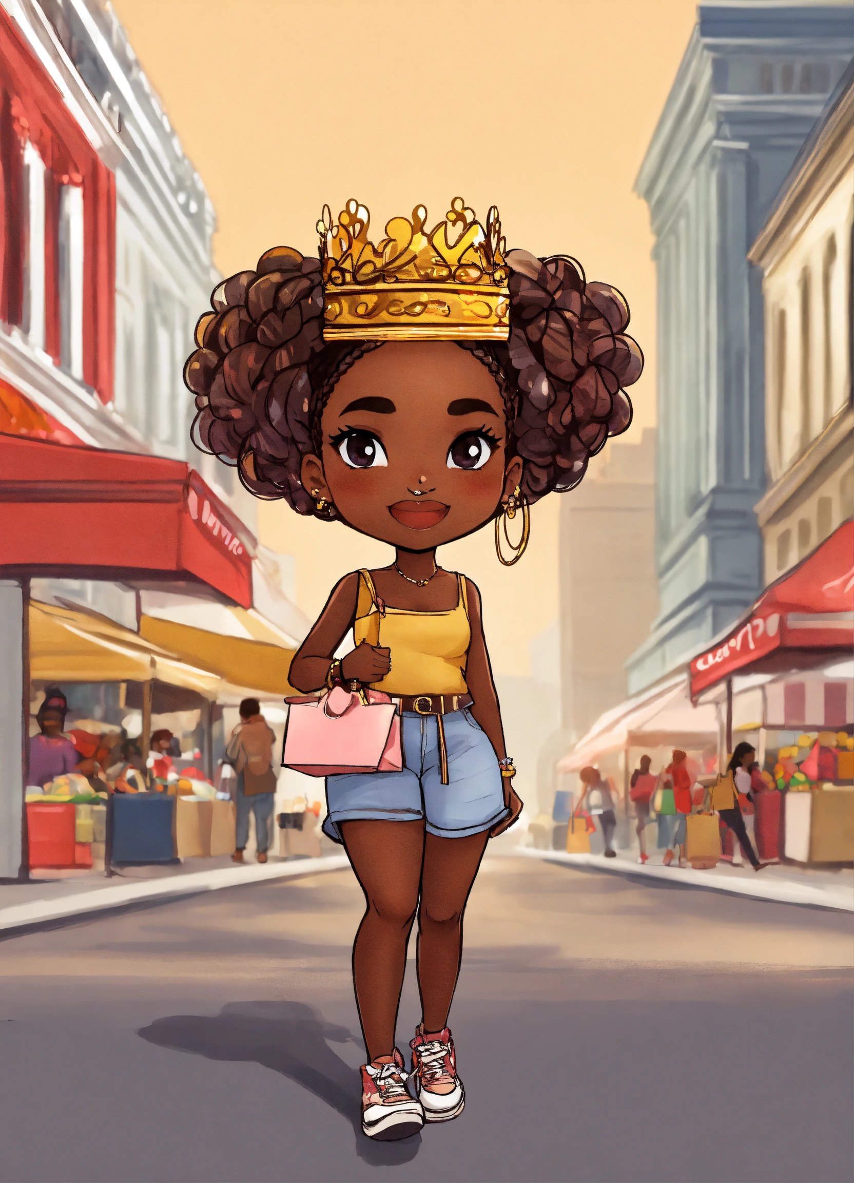 Lexica - Digital Illustration of a sassy Chibi African American woman ...
