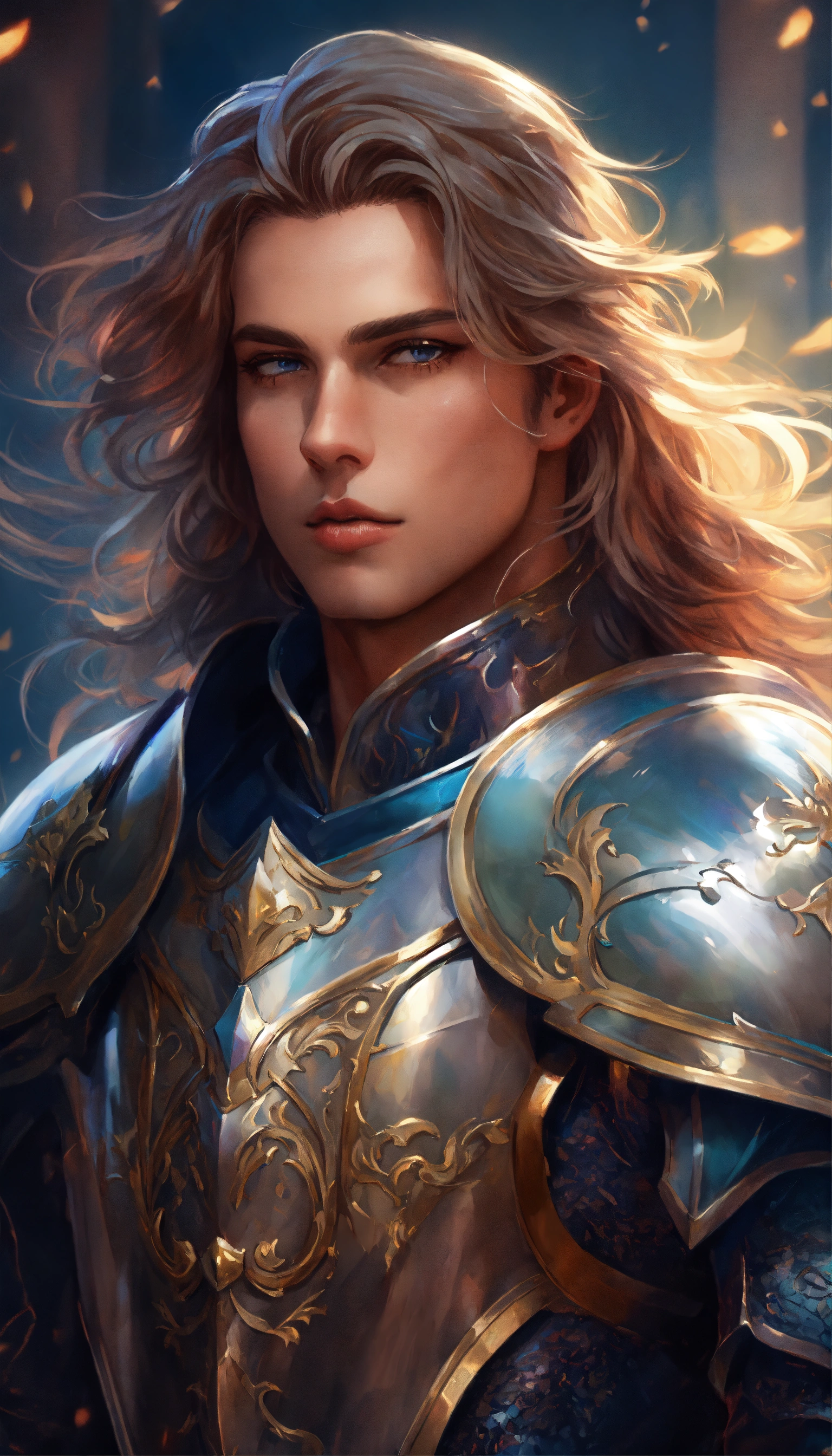 Lexica - Portrait of lancelot, long toussled hair, young male, knight ...