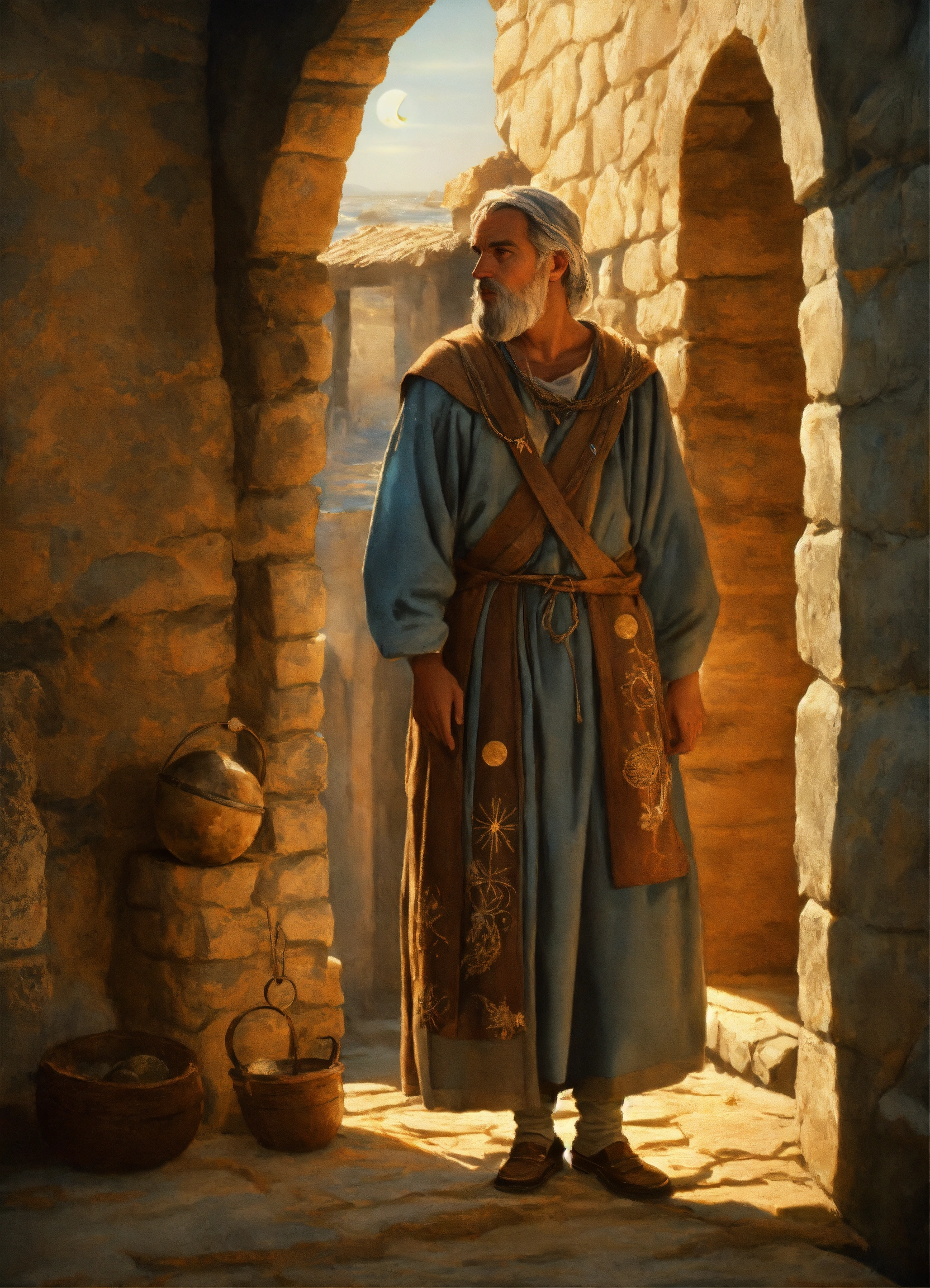 Lexica - Villager, shielding eyes in awe, medieval era, rustic clothing ...