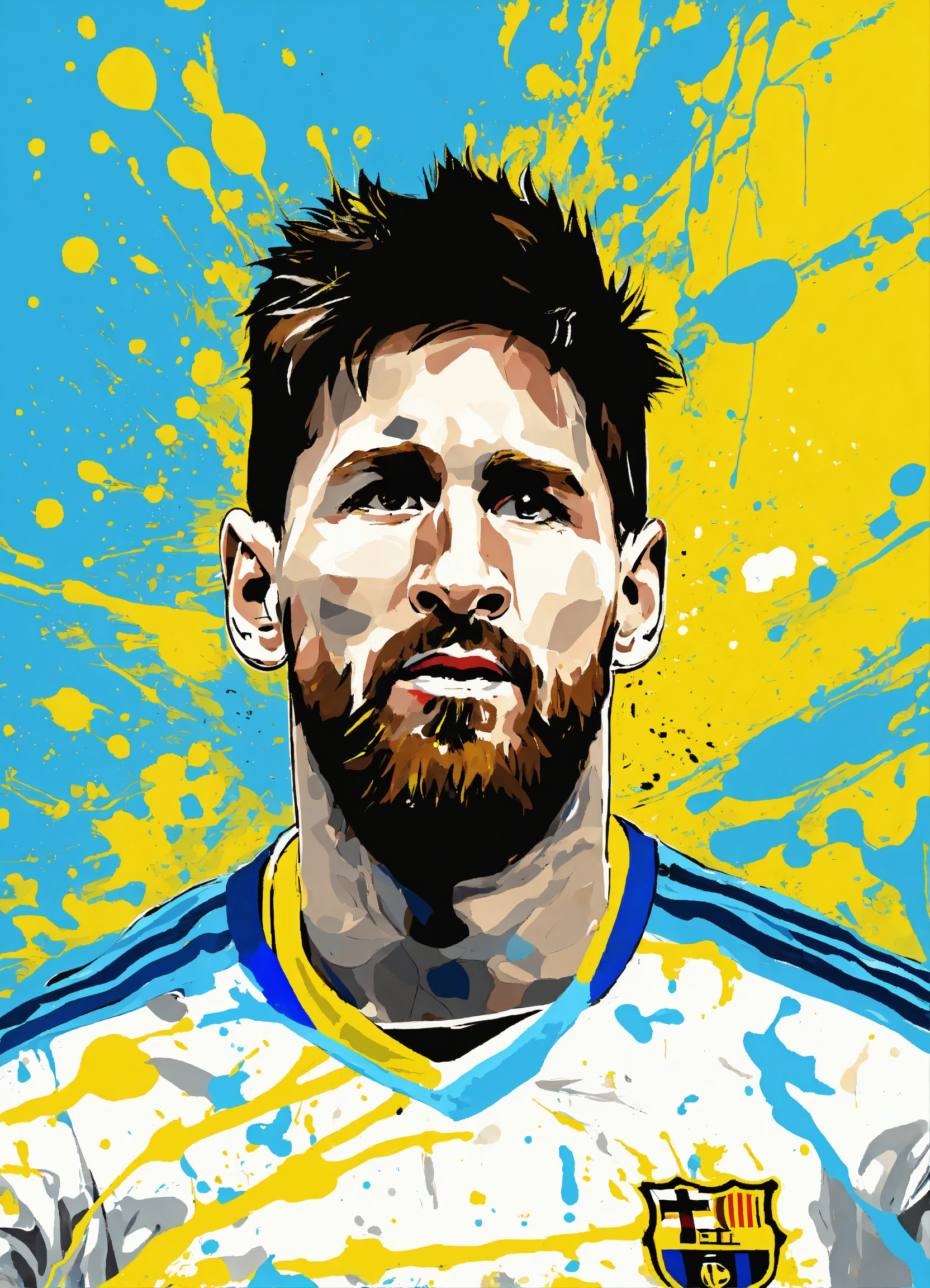 Lexica - Futuristic paint splatter of messi , Basquiat-inspired, creamy ...