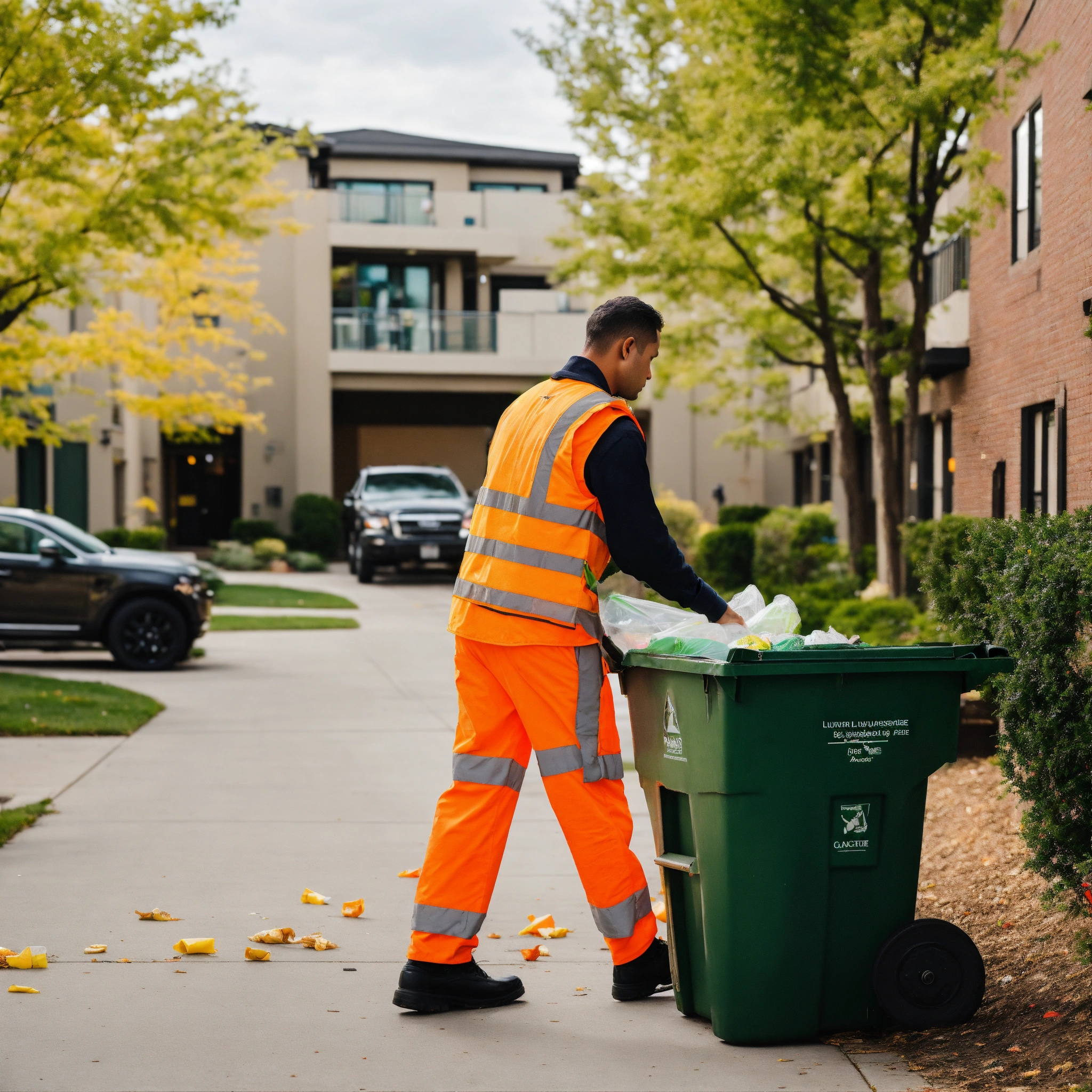 Lexica - A photo of a man in a high-visibility vest taking out the ...