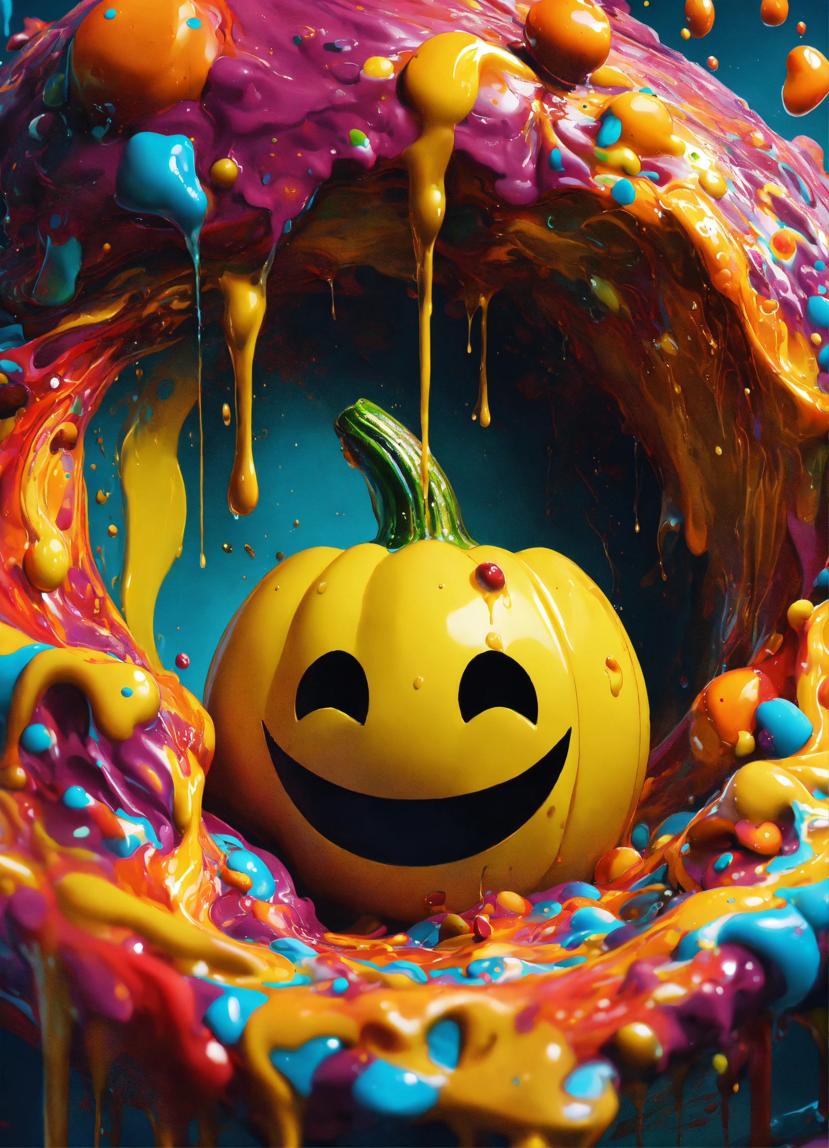 Lexica - Splash art, a quirky liquid portrait of a smiley, splash style ...