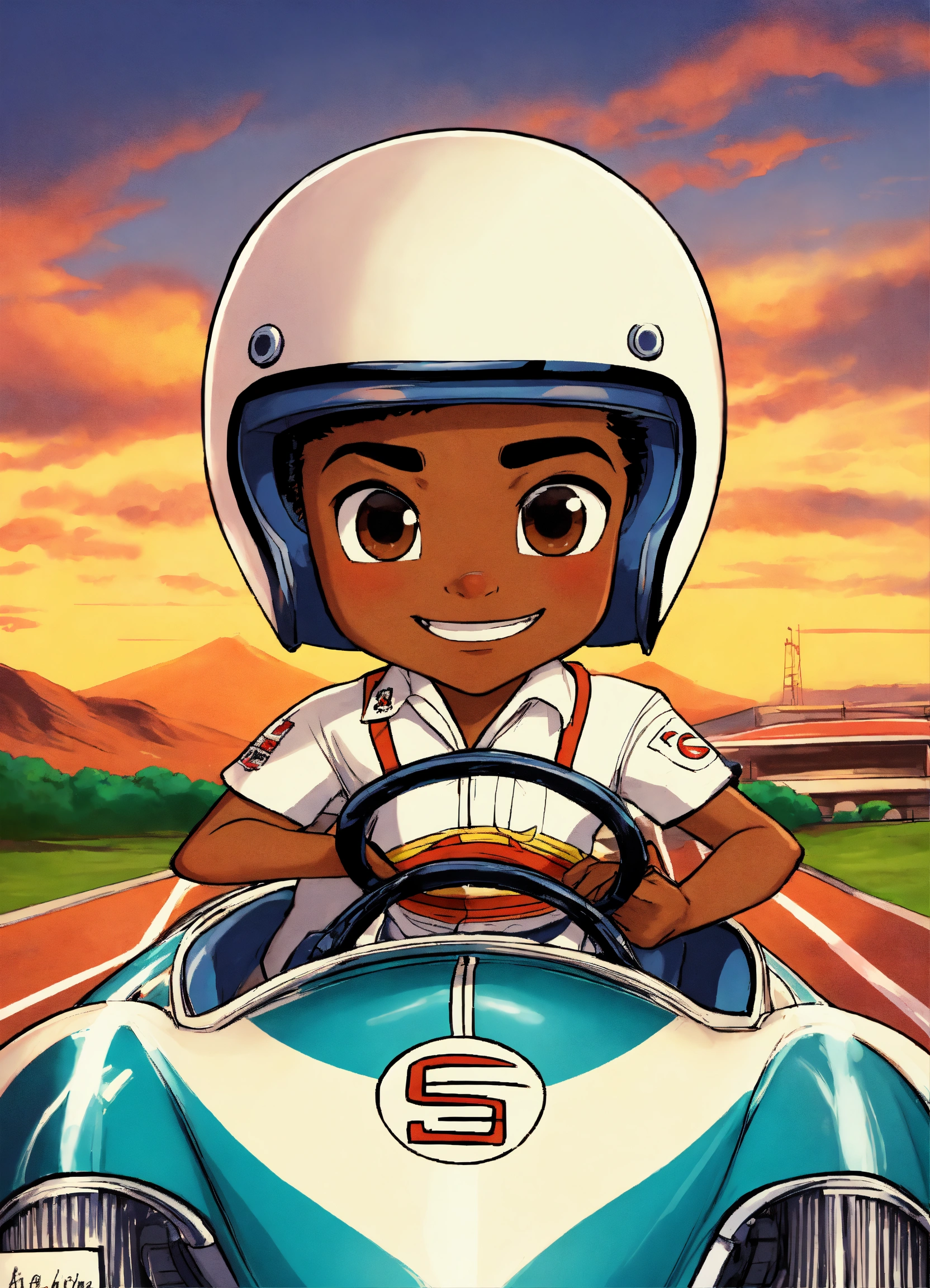 Lexica - Make me Cartoon little African American boy Speed Racer from ...