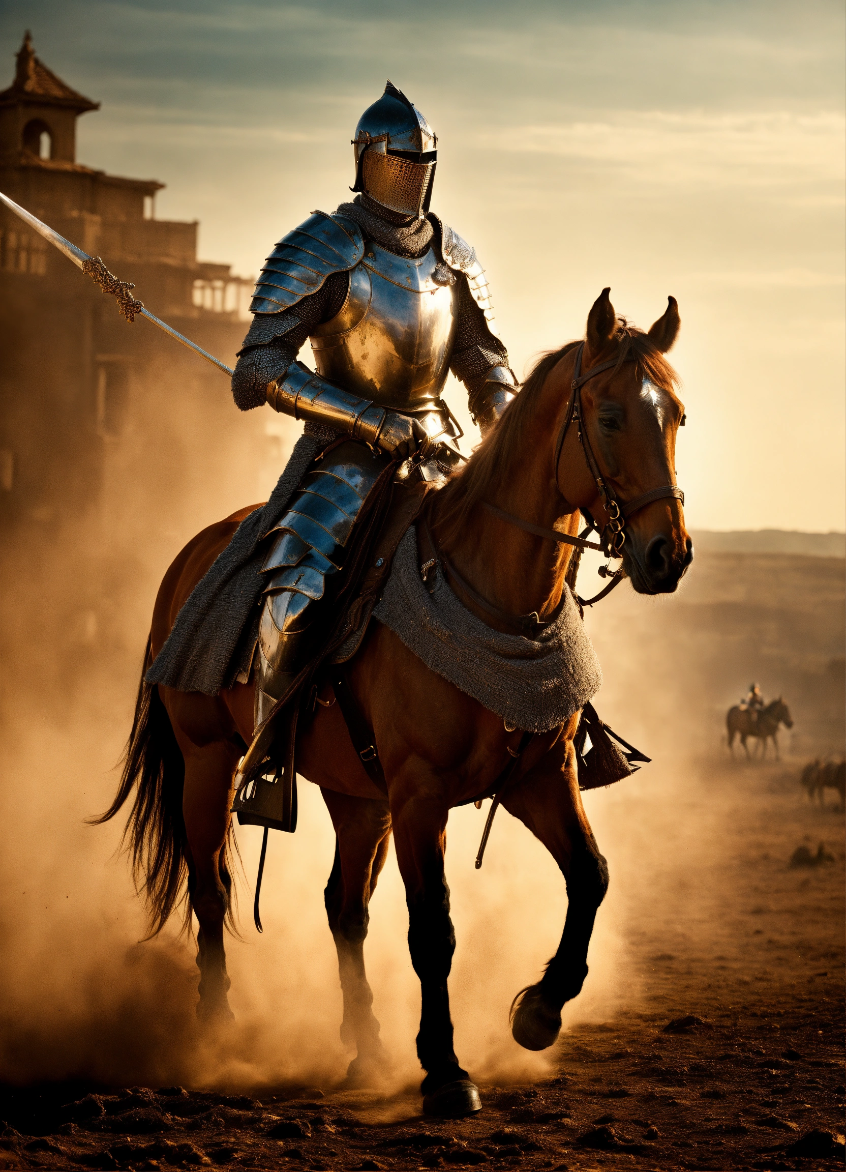 Lexica - Handsome Knight with detailed armour on Horseback, Cinematic ...