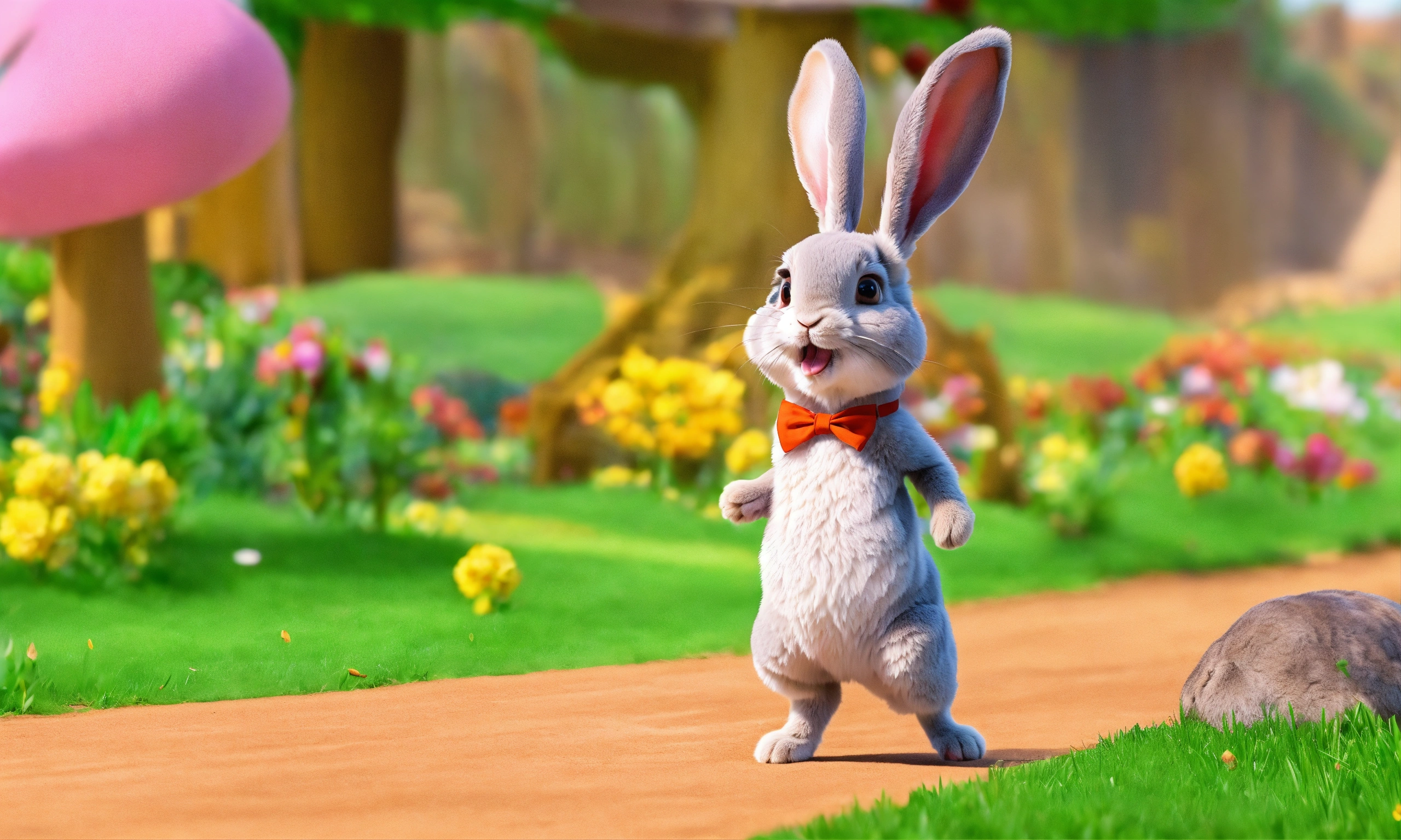 Lexica - Cartoon cute rabbit walking on 2 legs