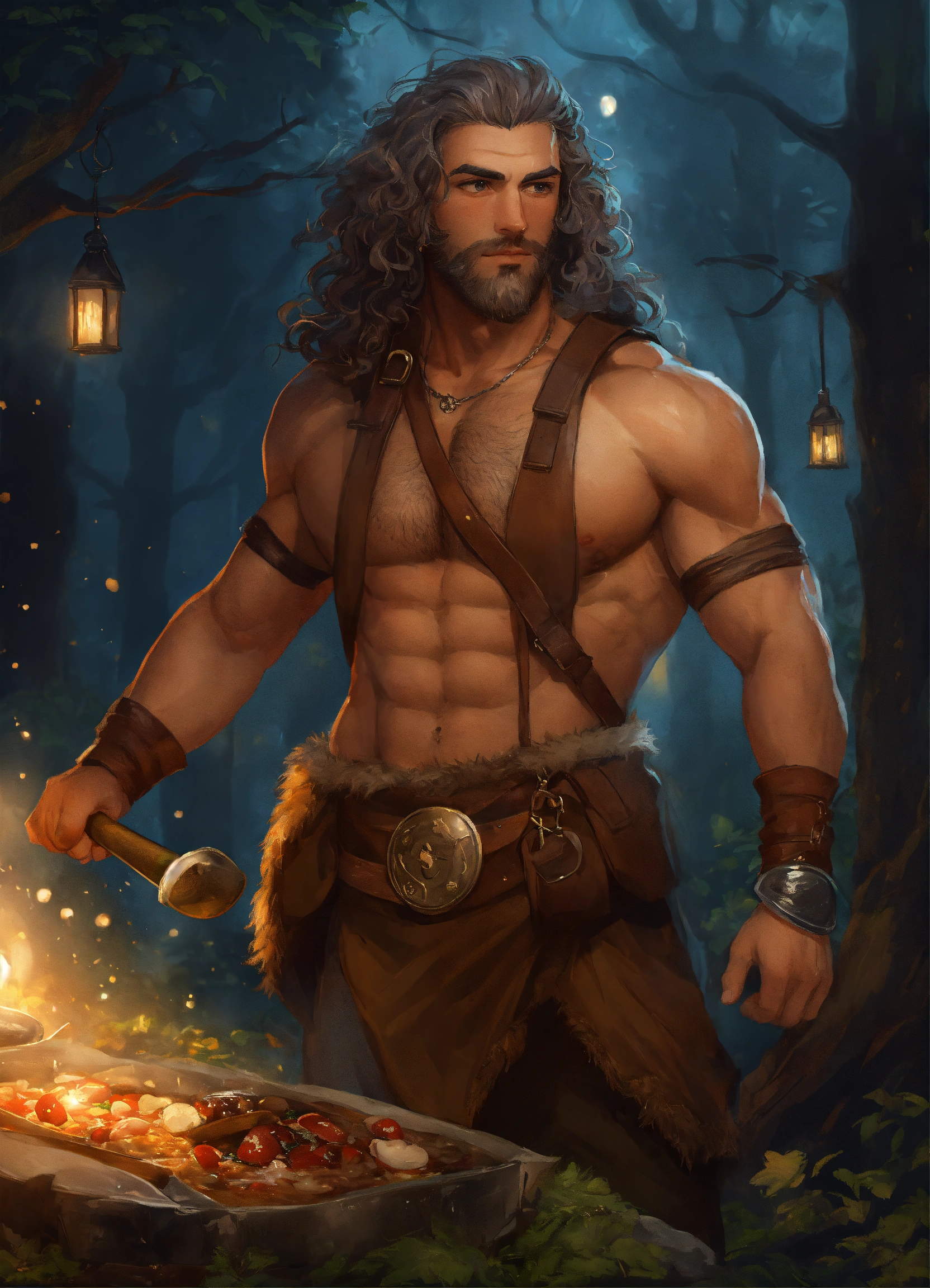 Lexica - Lithe, triathlete, 35 year old male druid with very long wild ...