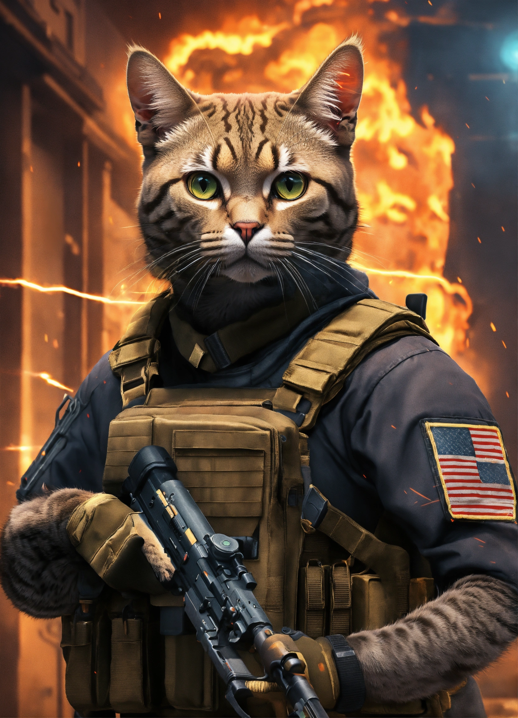 Lexica - Call of duty but all the guns are grey brown cats who look ...