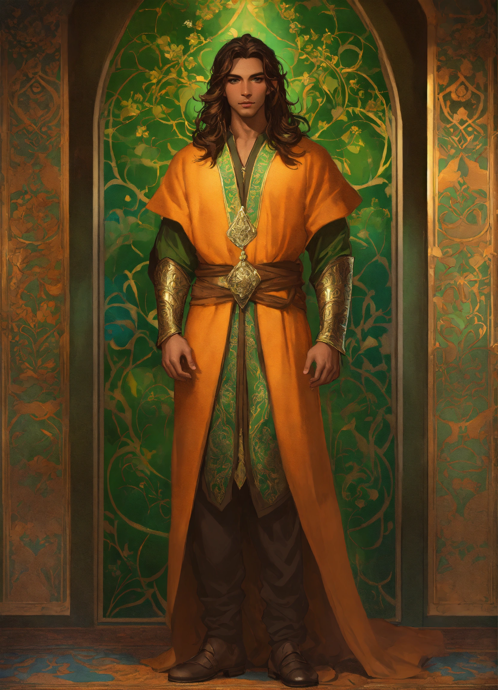 Lexica - Full body portrait of handsome persian elf male wizard, high ...