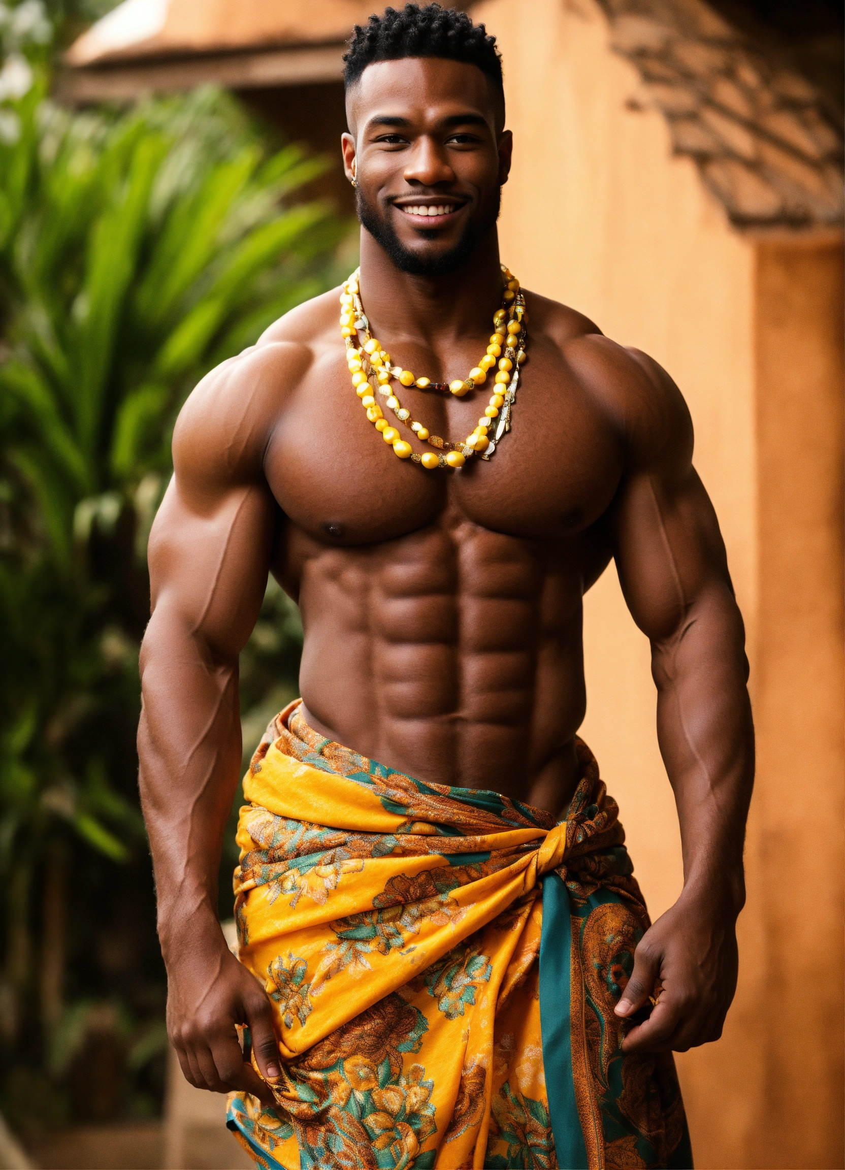Lexica - A full picture of a handsome black bodybuilder with dark skin ...