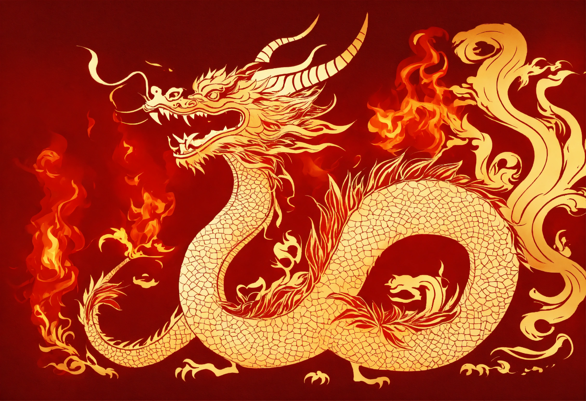Lexica - Stylized Chinese dragon with fire coming out of its mouth ...