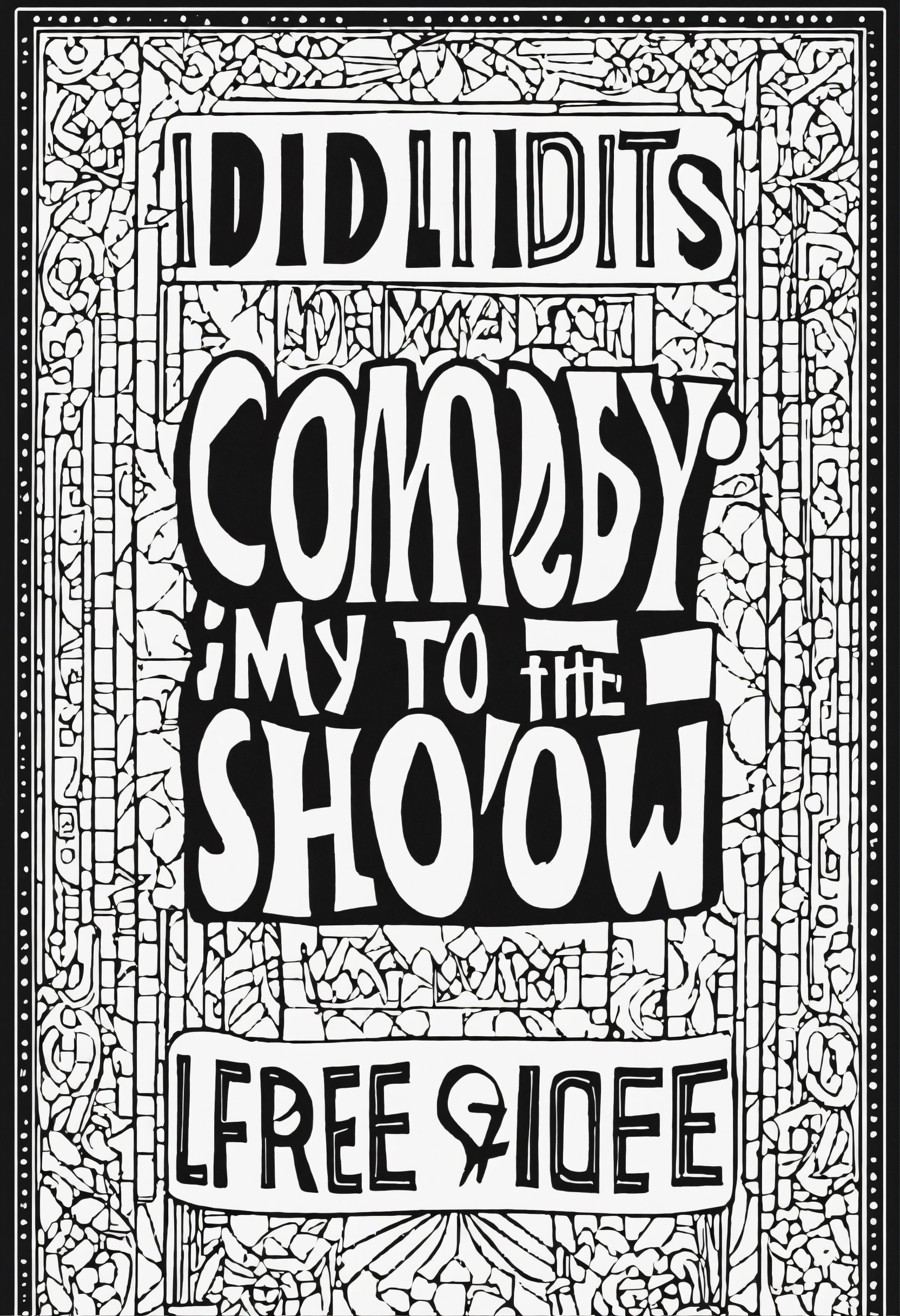 Lexica - Coloring page for adults, bold lines, dark lines, sign with a ...