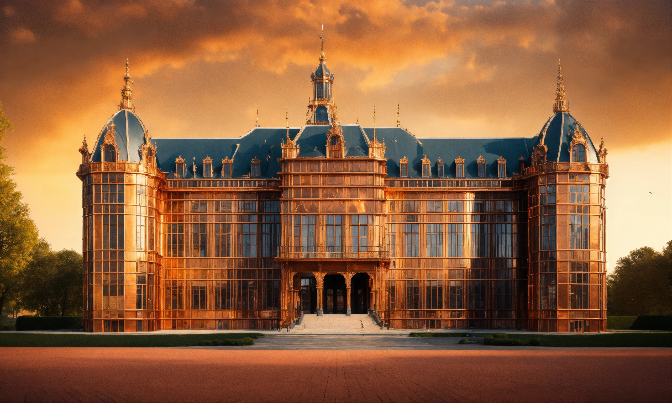 Lexica - Full image of a massive copper palace, dutch architecture ...