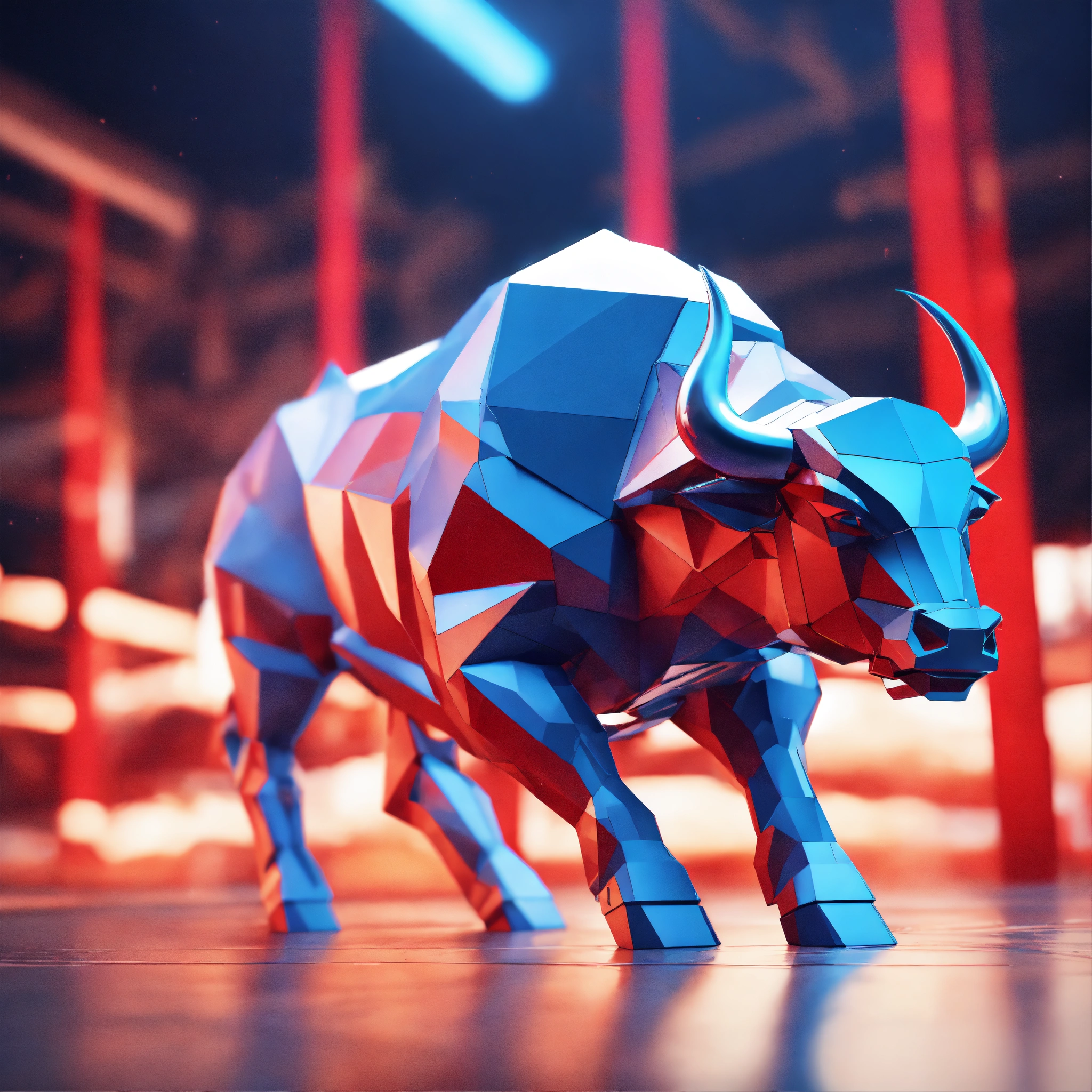 Lexica - Geometric aggressive bull muscular charging, geometric shapes ...