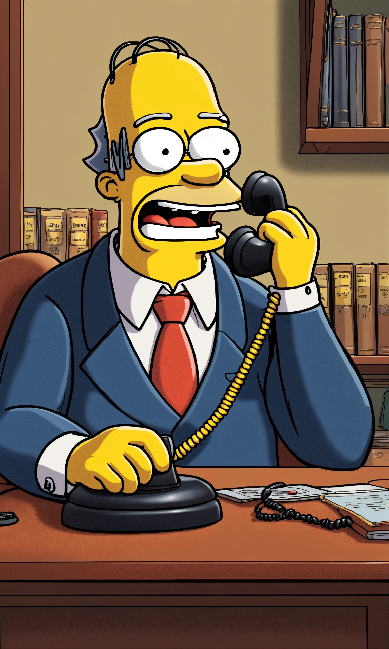 Lexica - Lawyer from the Simpsons cartoon laughing and talking on the ...