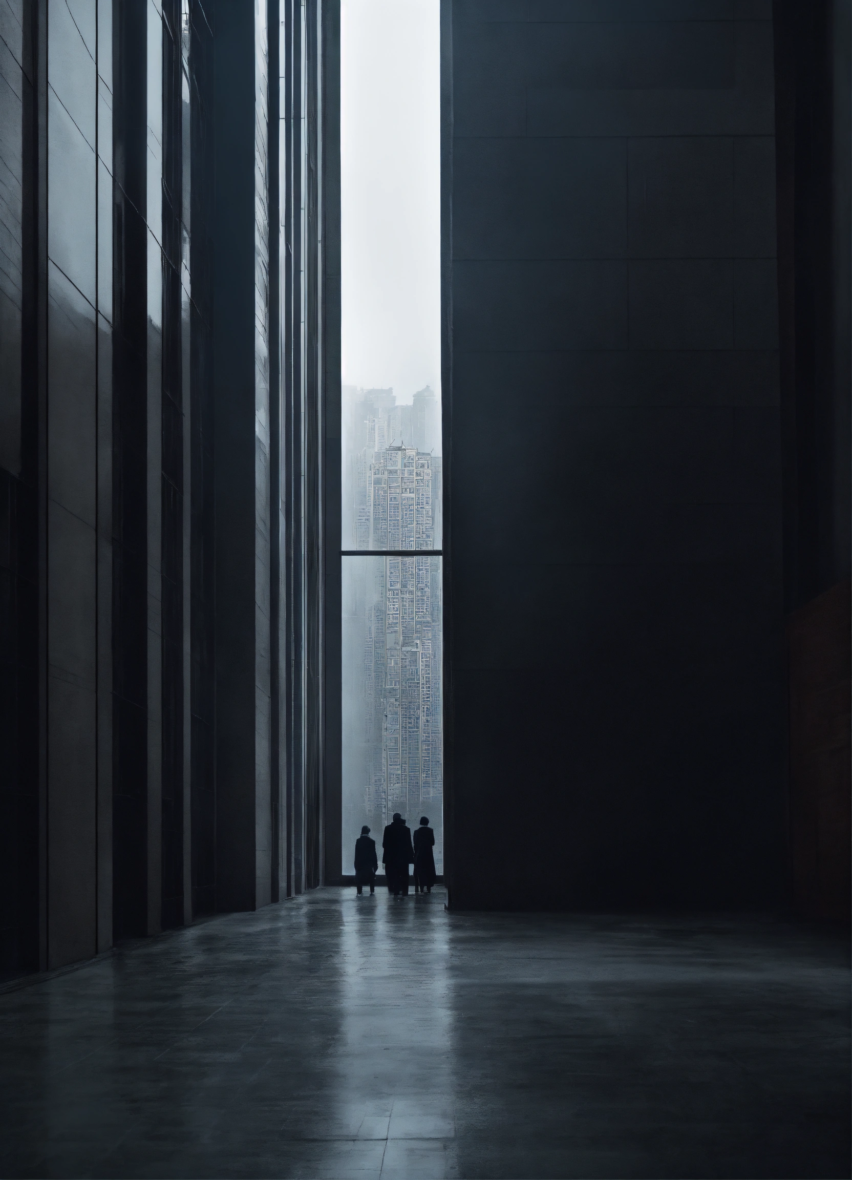 Lexica - Some people look over tall building windows, in the style of ...