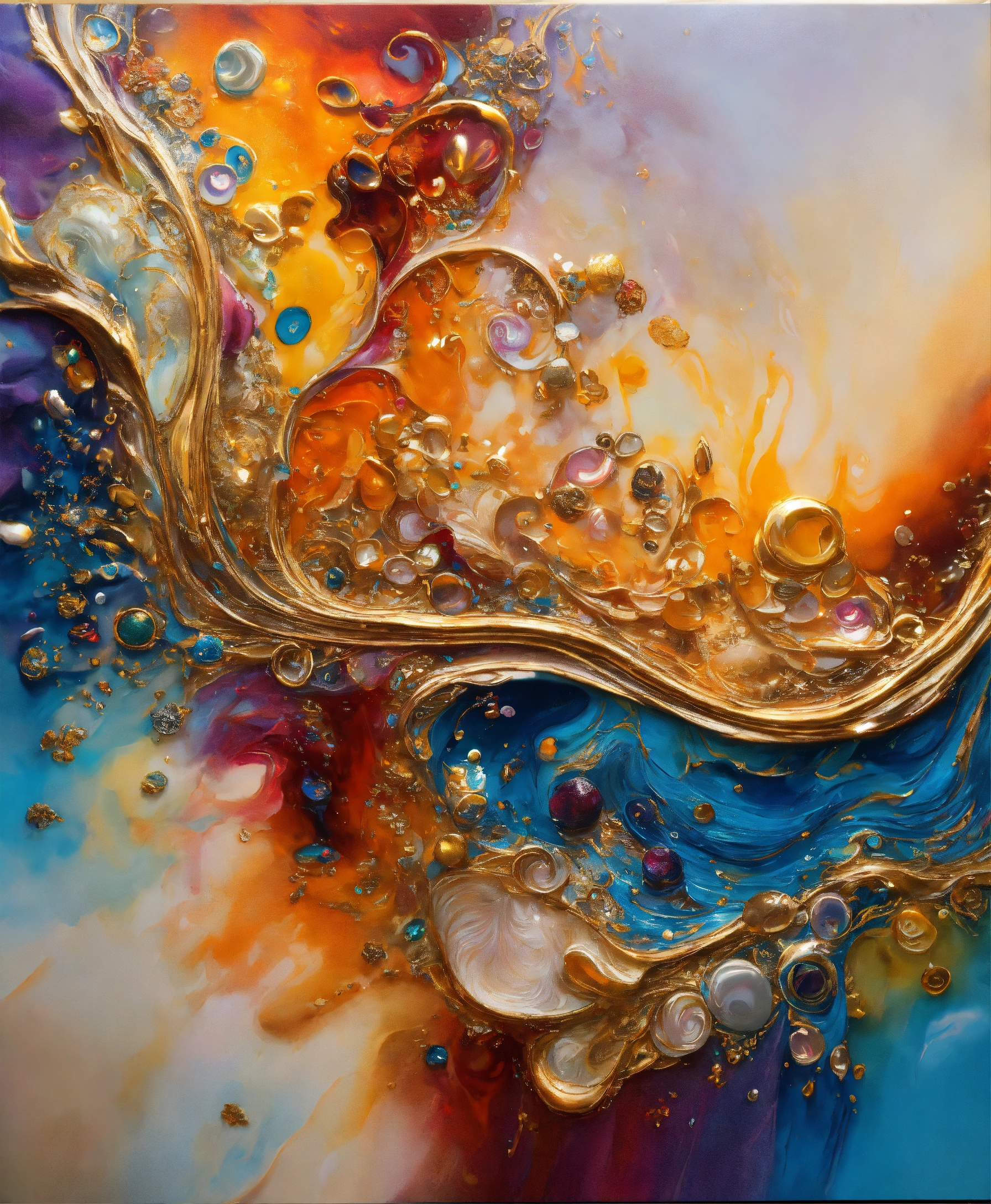 Lexica - Colorful abstract painting oil and water complex complicated ...