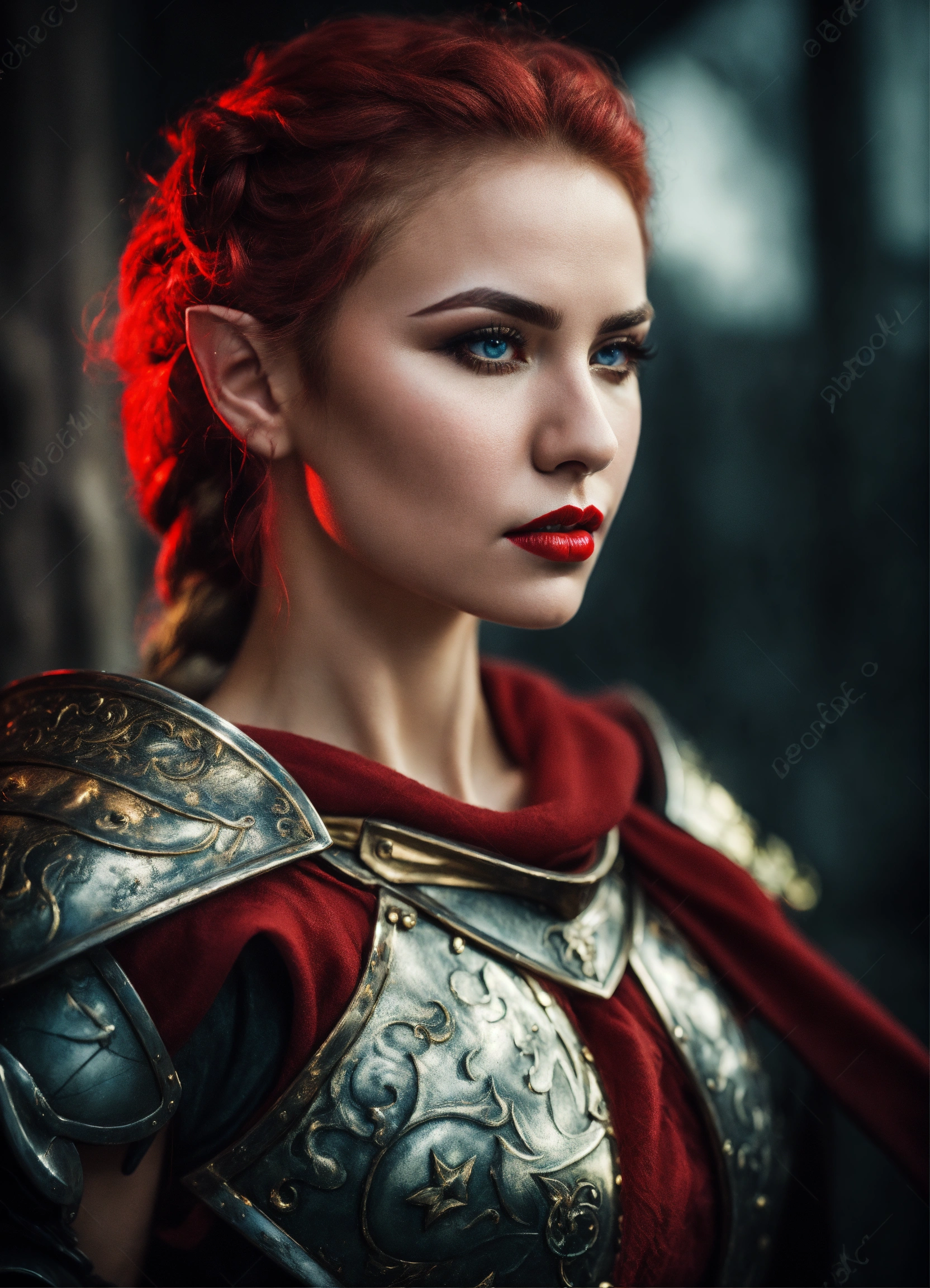 Lexica - Photo quality portrait of beautiful female elf warrior knight ...