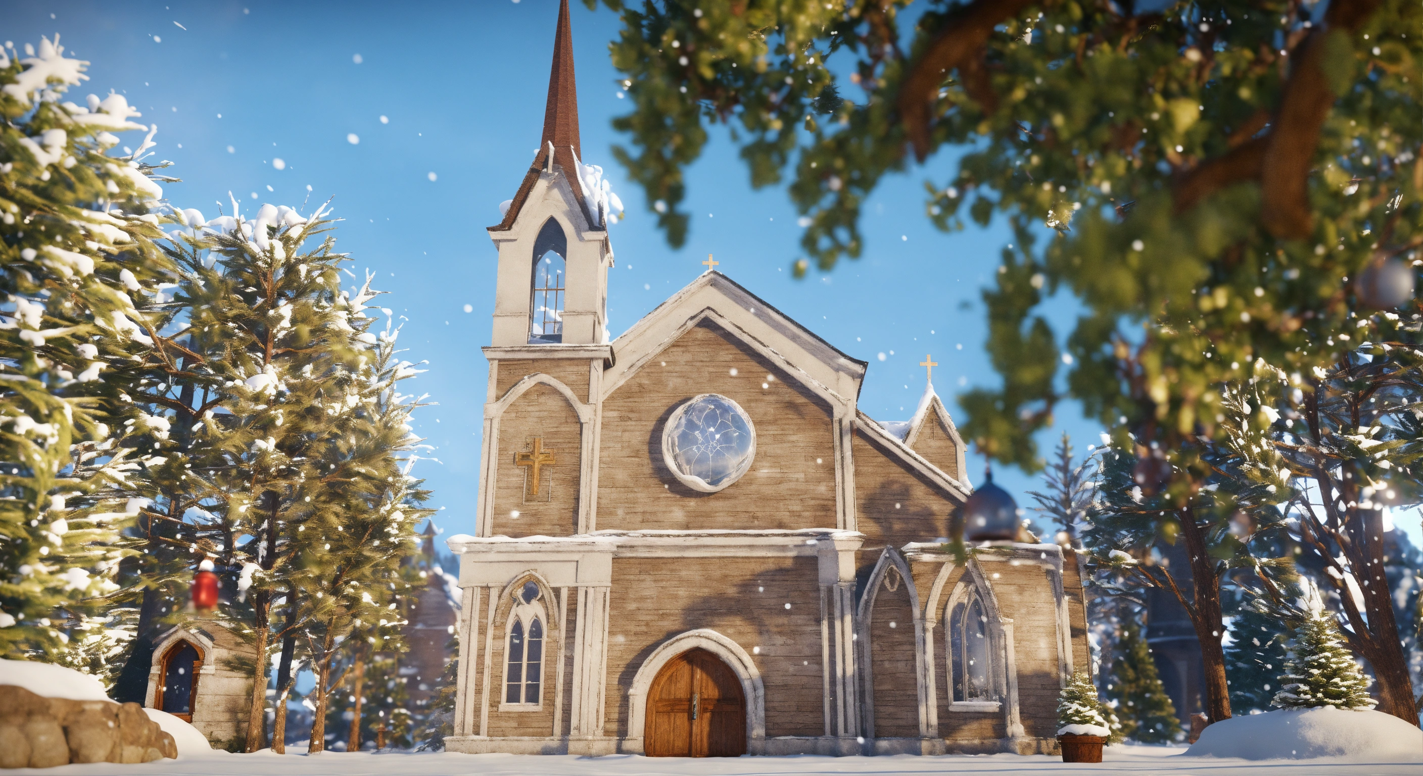 Lexica - This church inside of a snow globe, unreal engine render, 8k.