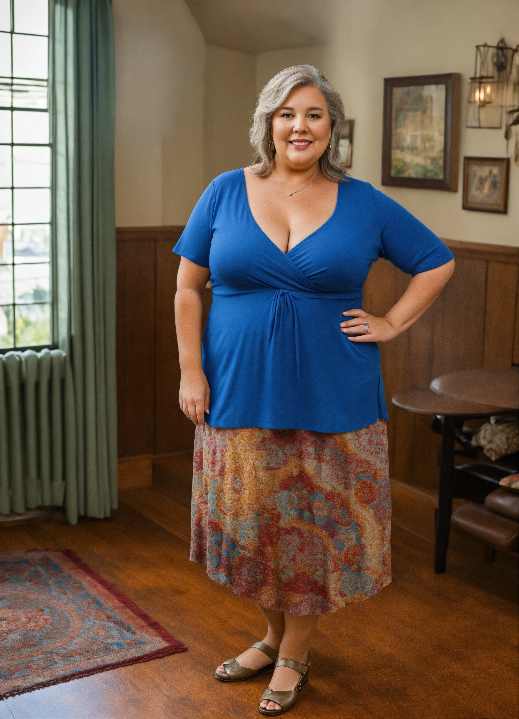 Lexica - Full body view of a plus size caucasian woman in her 50s survivor