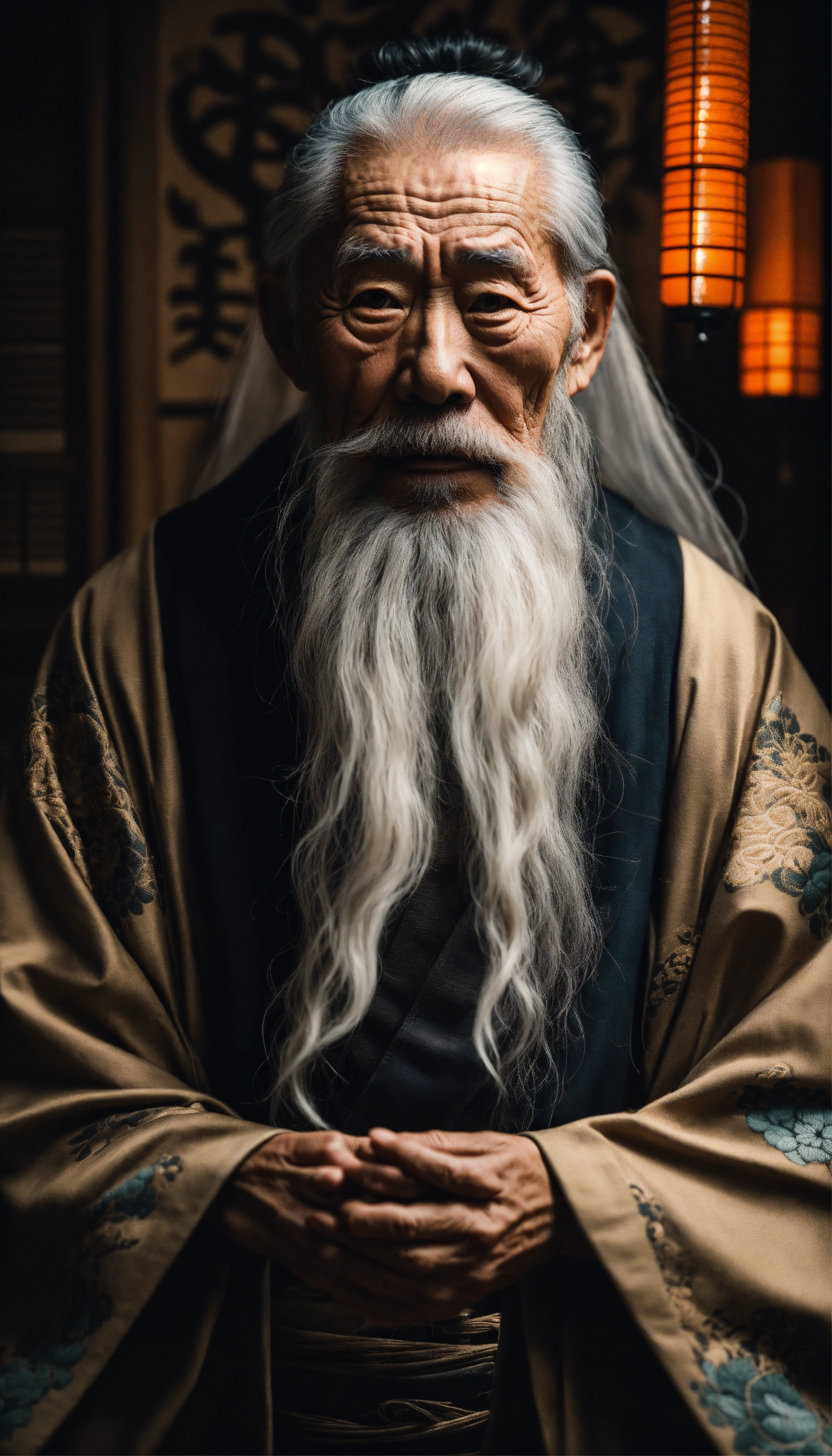 Lexica - Wise old japanese man from tokyo with a long white beard ...