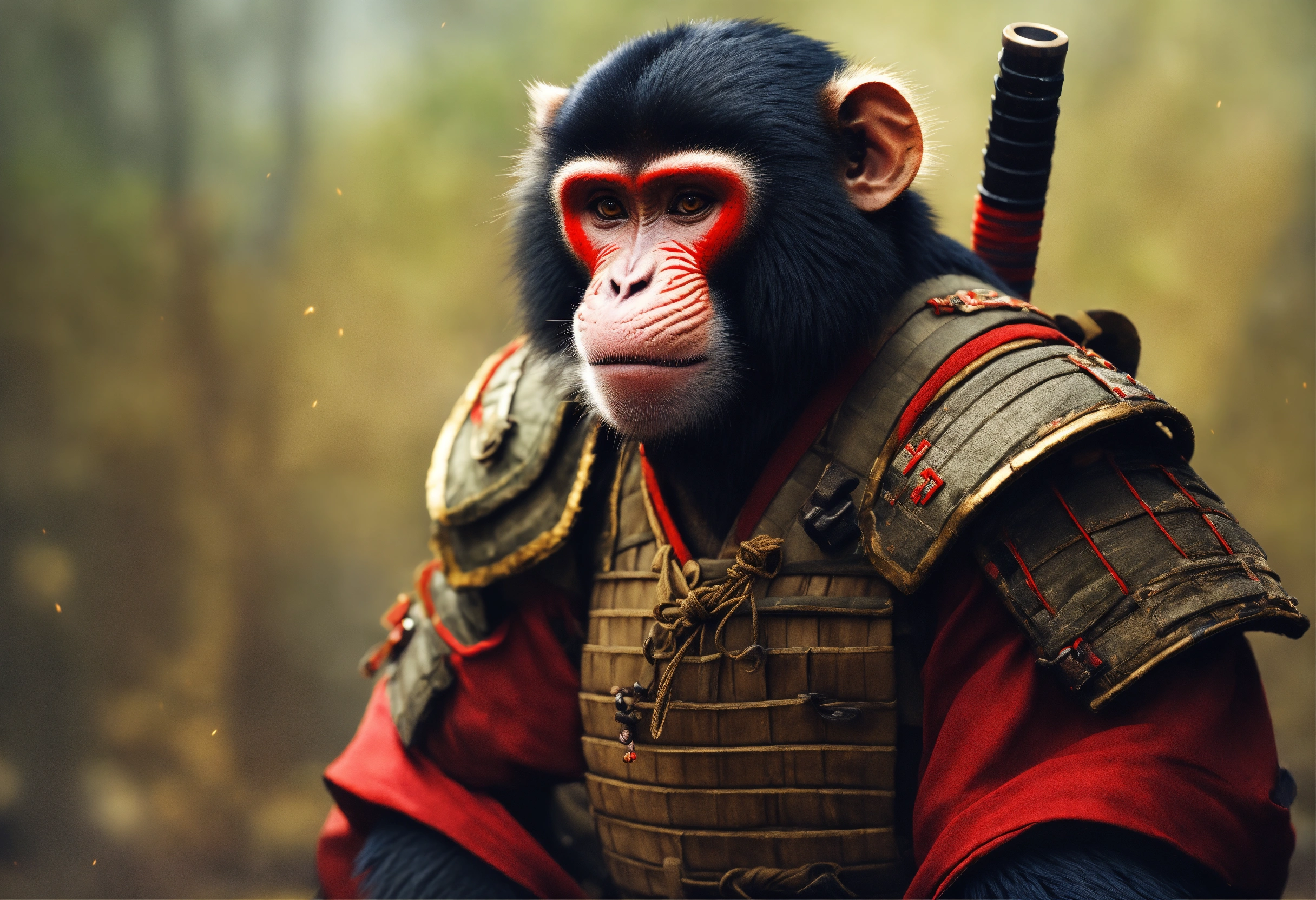 Lexica - Monkey Samurai. Battlefield. Hyper realistic.