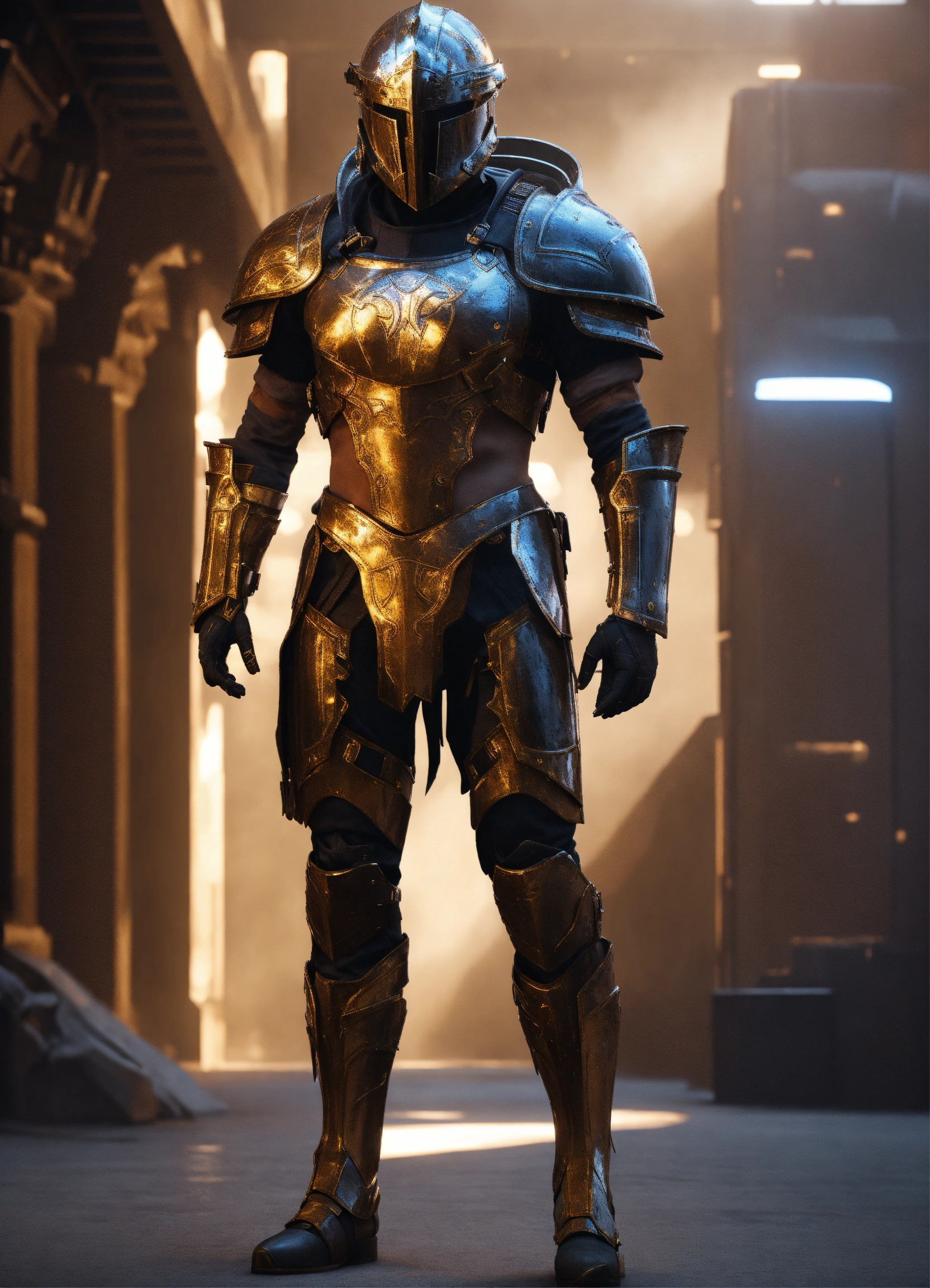 Lexica - Full body of a sci fi gladiator, male, slender body ...