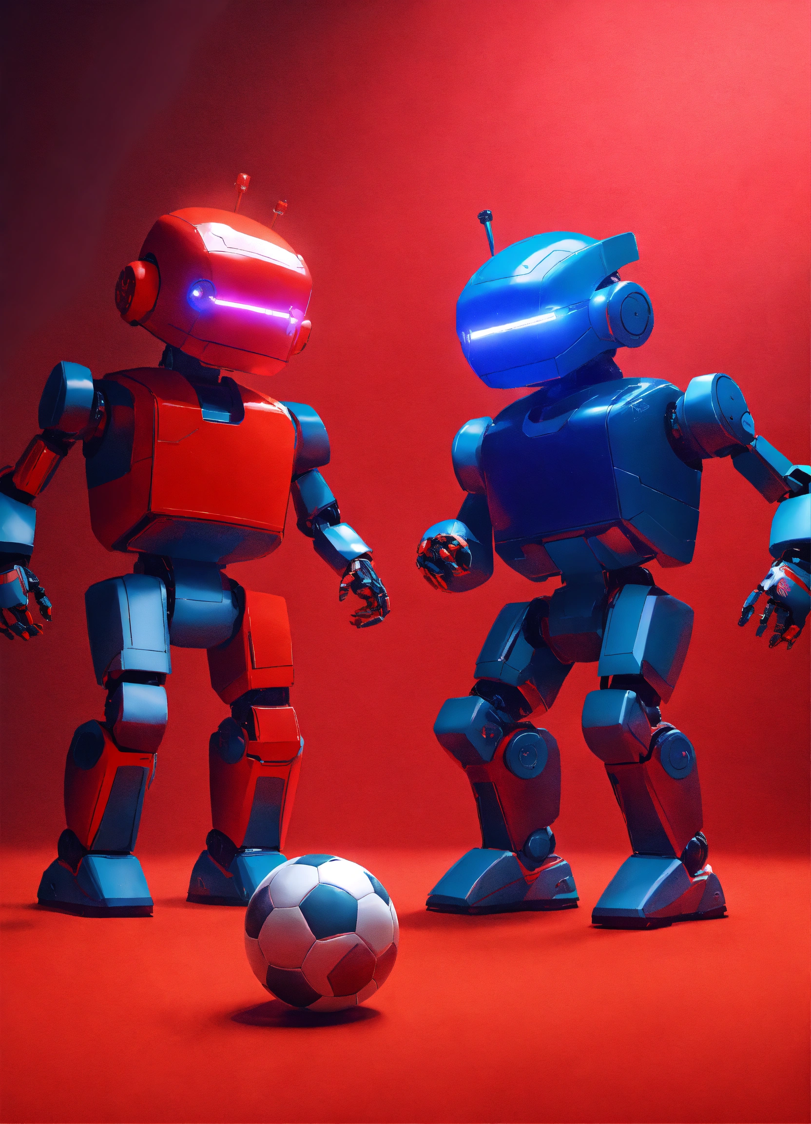 Lexica - Two robot soccer players are playing a game of soccer, in the ...