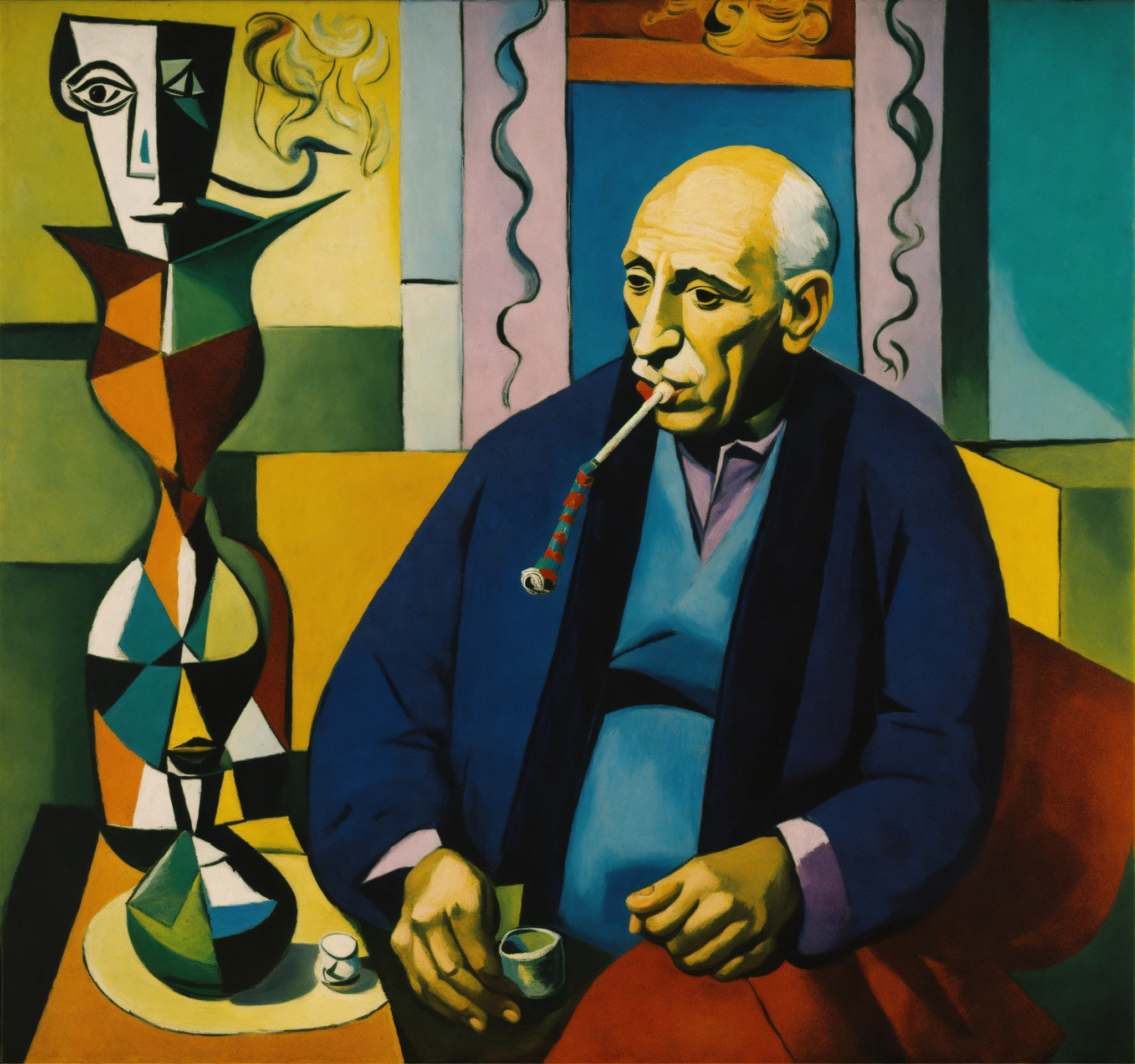 Lexica - Pablo Picasso painting Picasso smoking hookah