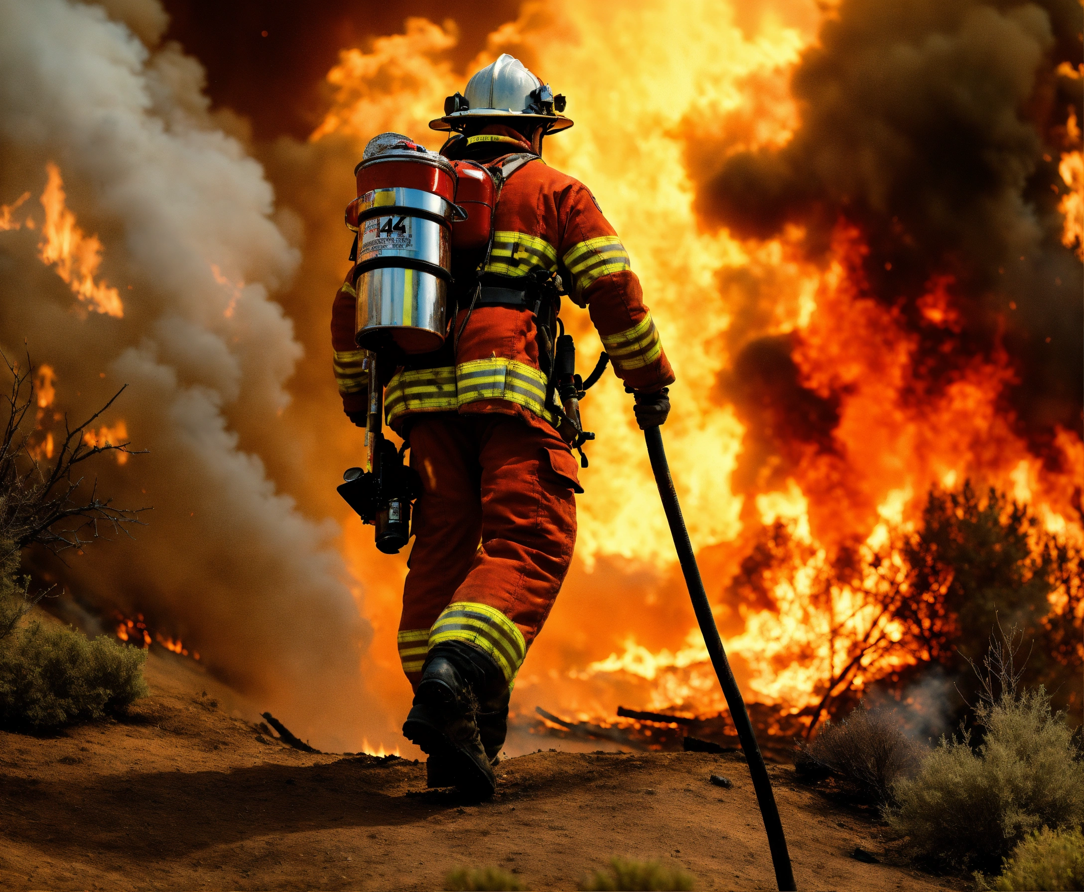 Lexica - Ultra 4K, Firefighter Chief, Wildland fire, photo realistic