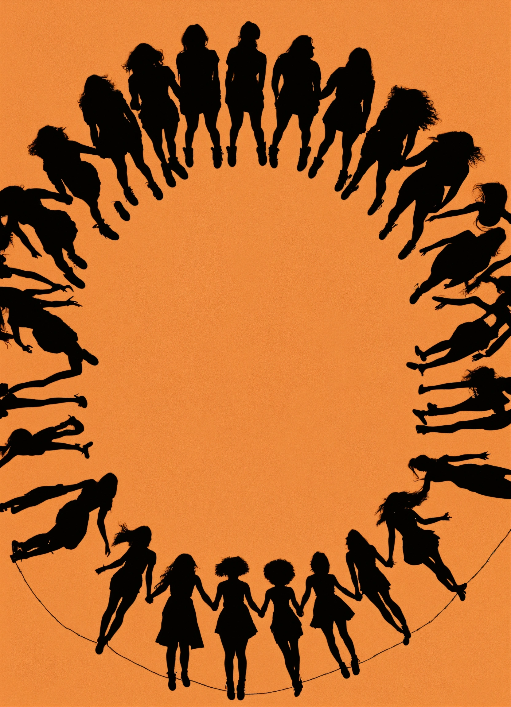 Lexica - A circle of random female silhouettes, holding hands, aerial view