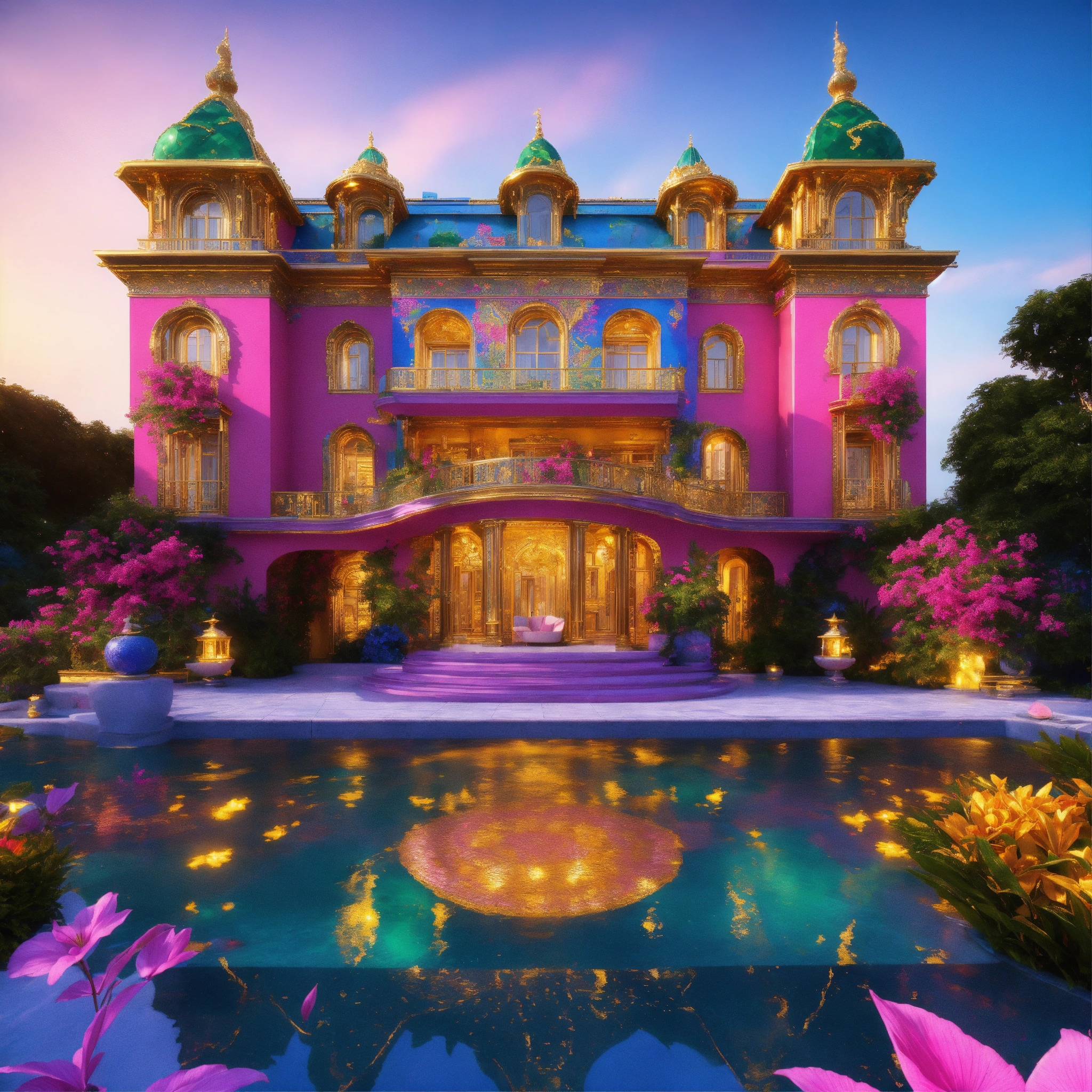 Lexica - Futuristic beautiful French mansion interior glamorous ...