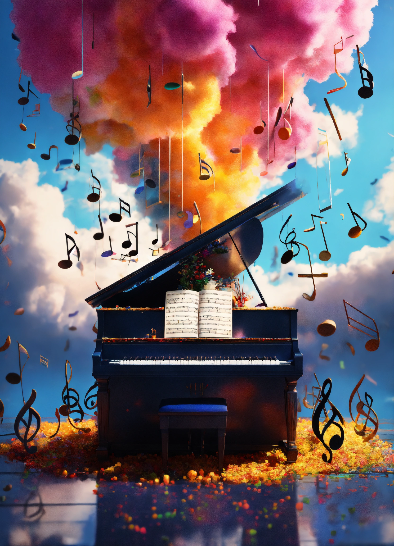 Lexica - A microphone fused into a floating piano surrounded by ...