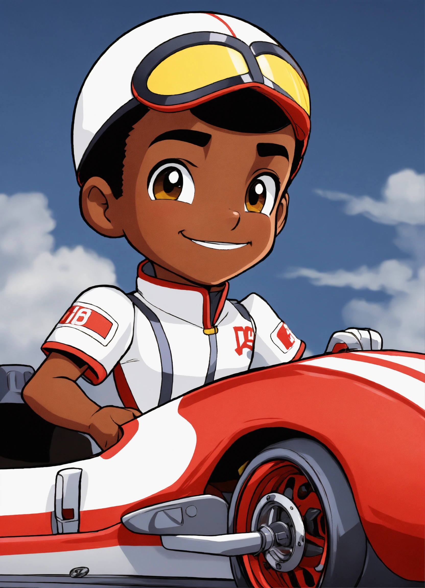 Lexica - Make me Cartoon little African American boy Speed Racer from ...