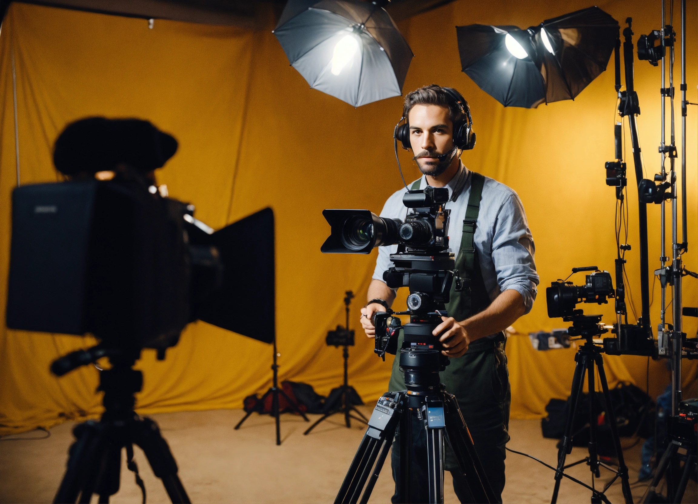 Lexica - The operator looks directly into the viewfinder, he is on the ...