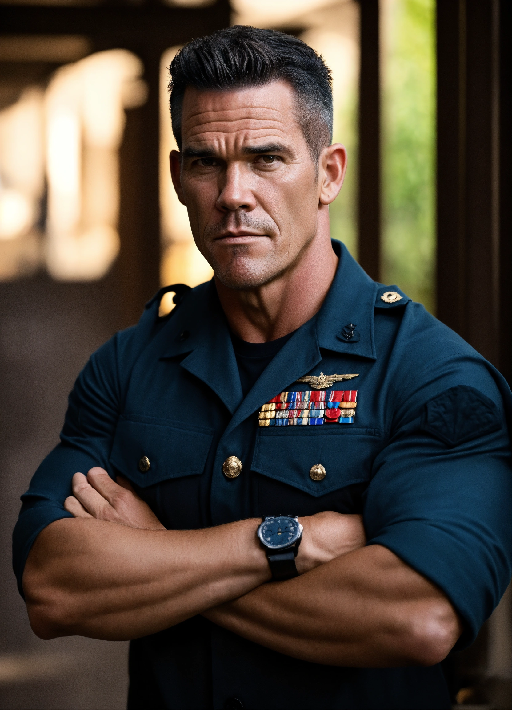 Lexica - Scared man, US Marine, FRONT VIEW, casual clothes, arms ...