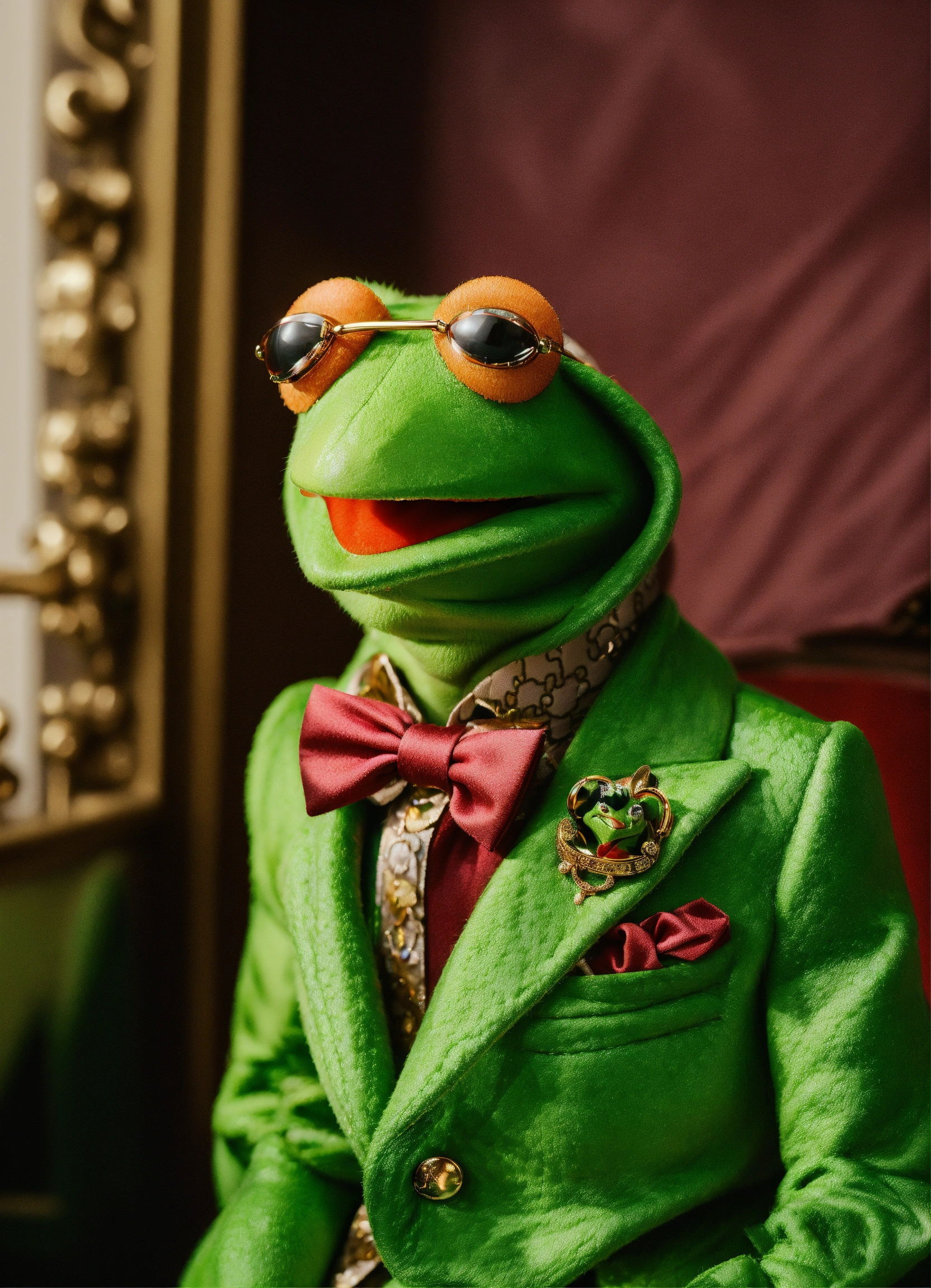 Lexica - Kermit the Frog wearing gucci, luxury brand, product photo ...